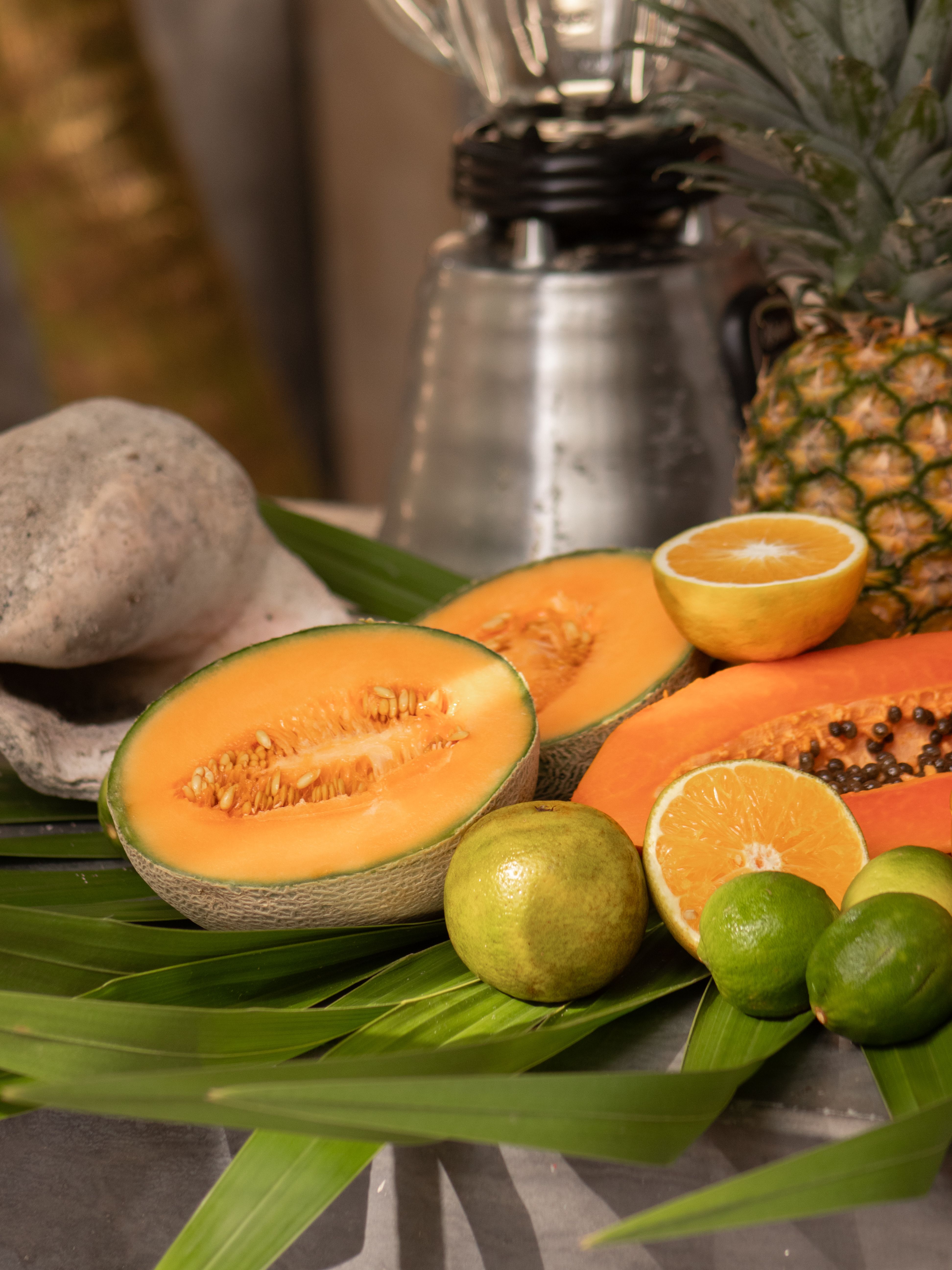 Tropical Fruits and Blender Still Life Scene · Free Stock Photo