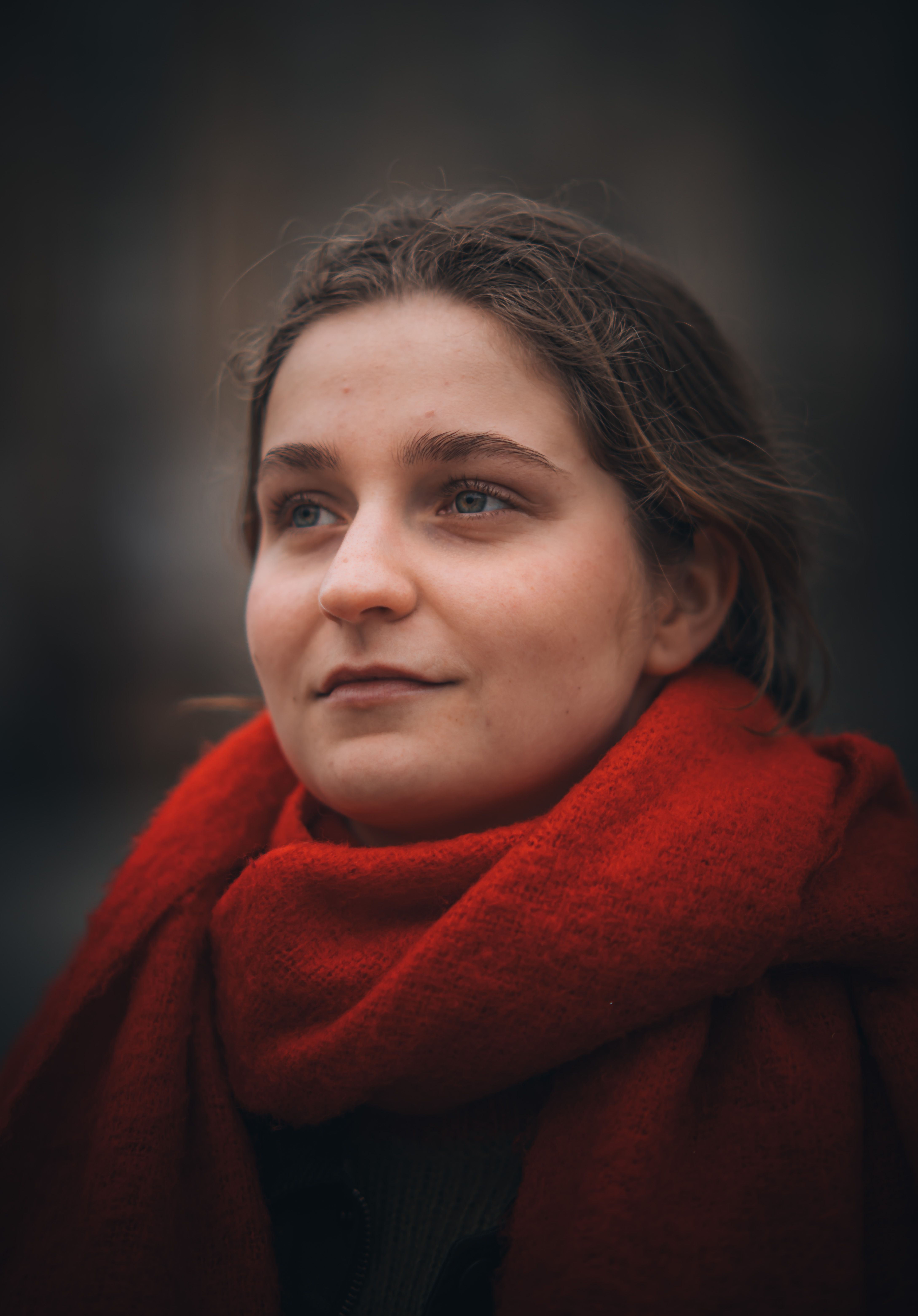 Portrait of Woman in Red Scarf Outdoors · Free Stock Photo
