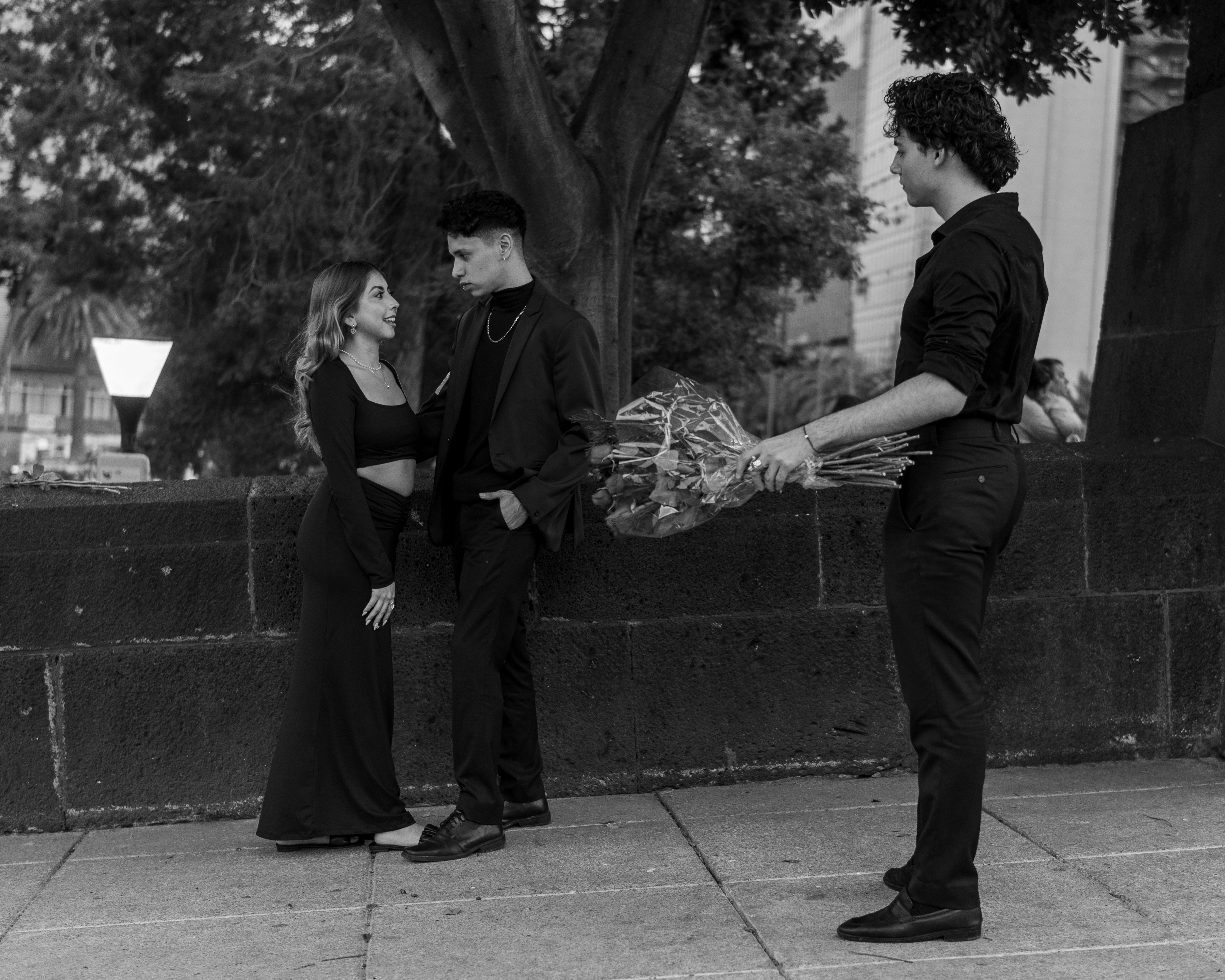 Dramatic Scene of Love Triangle in Urban Setting · Free Stock Photo