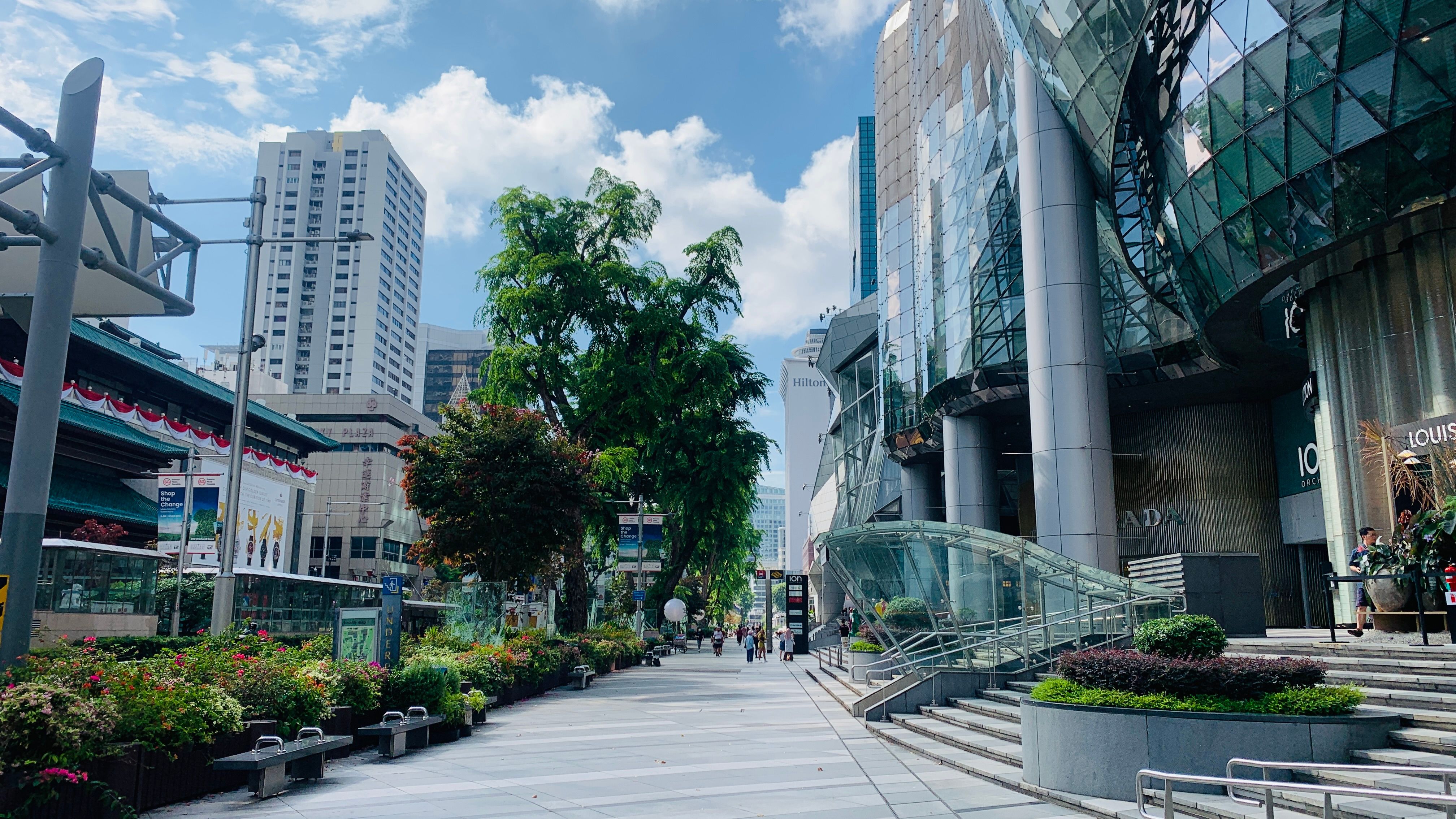 Modern Singapore Street with Skyscrapers and Gardens · Free Stock Photo