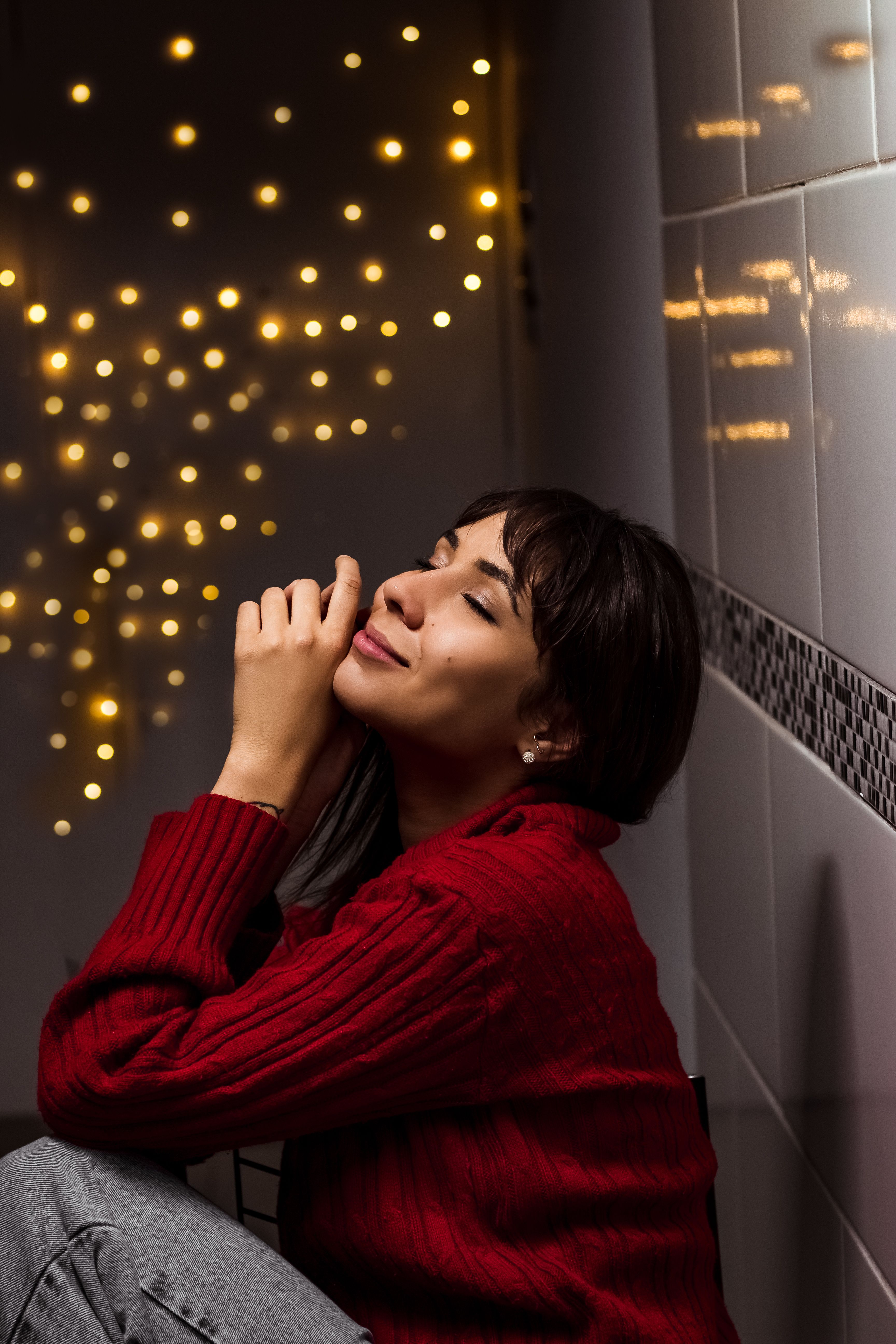 Woman Daydreaming with Eyes Closed · Free Stock Photo