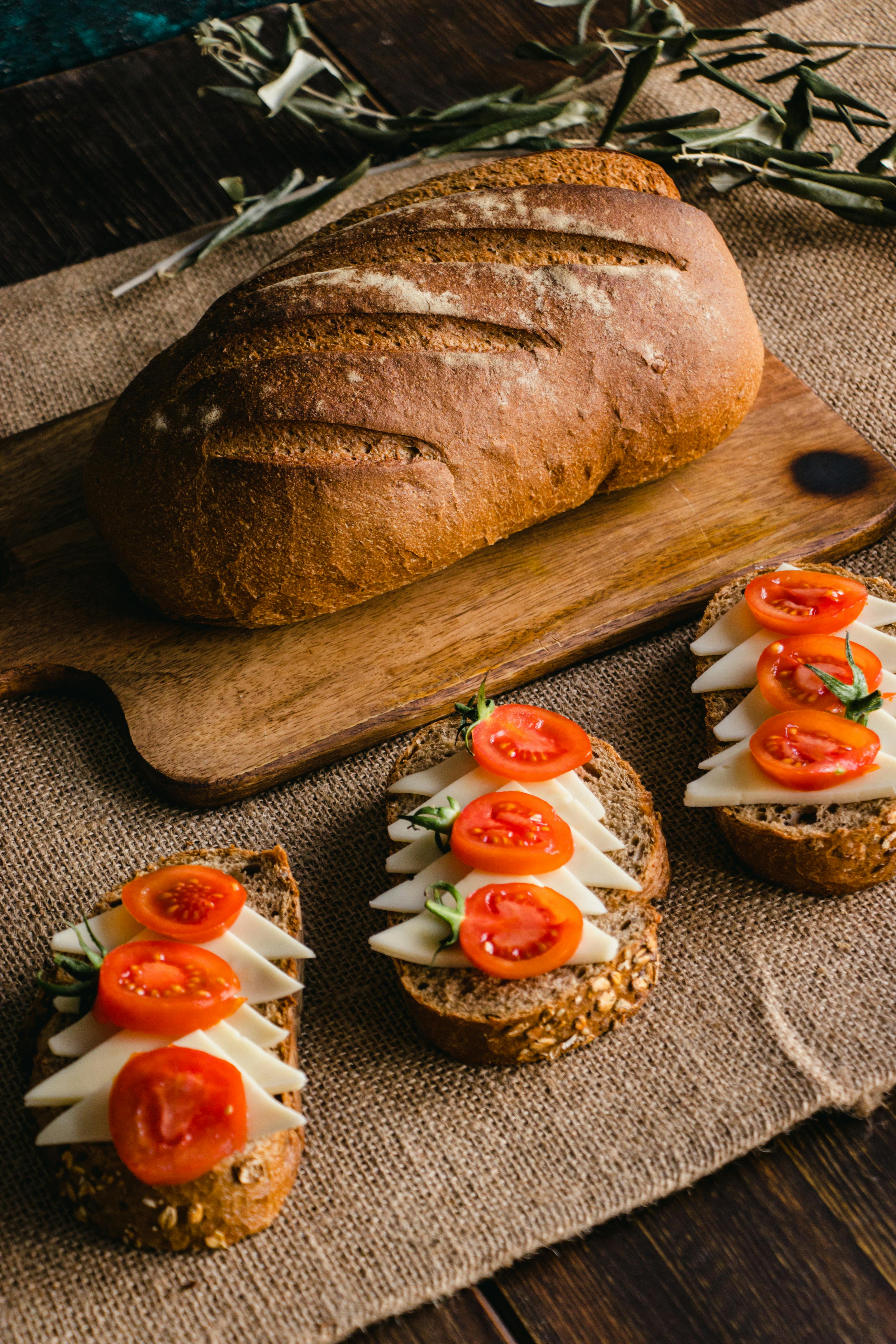 Rustic Bread with Toppings and Tomatoes · Free Stock Photo