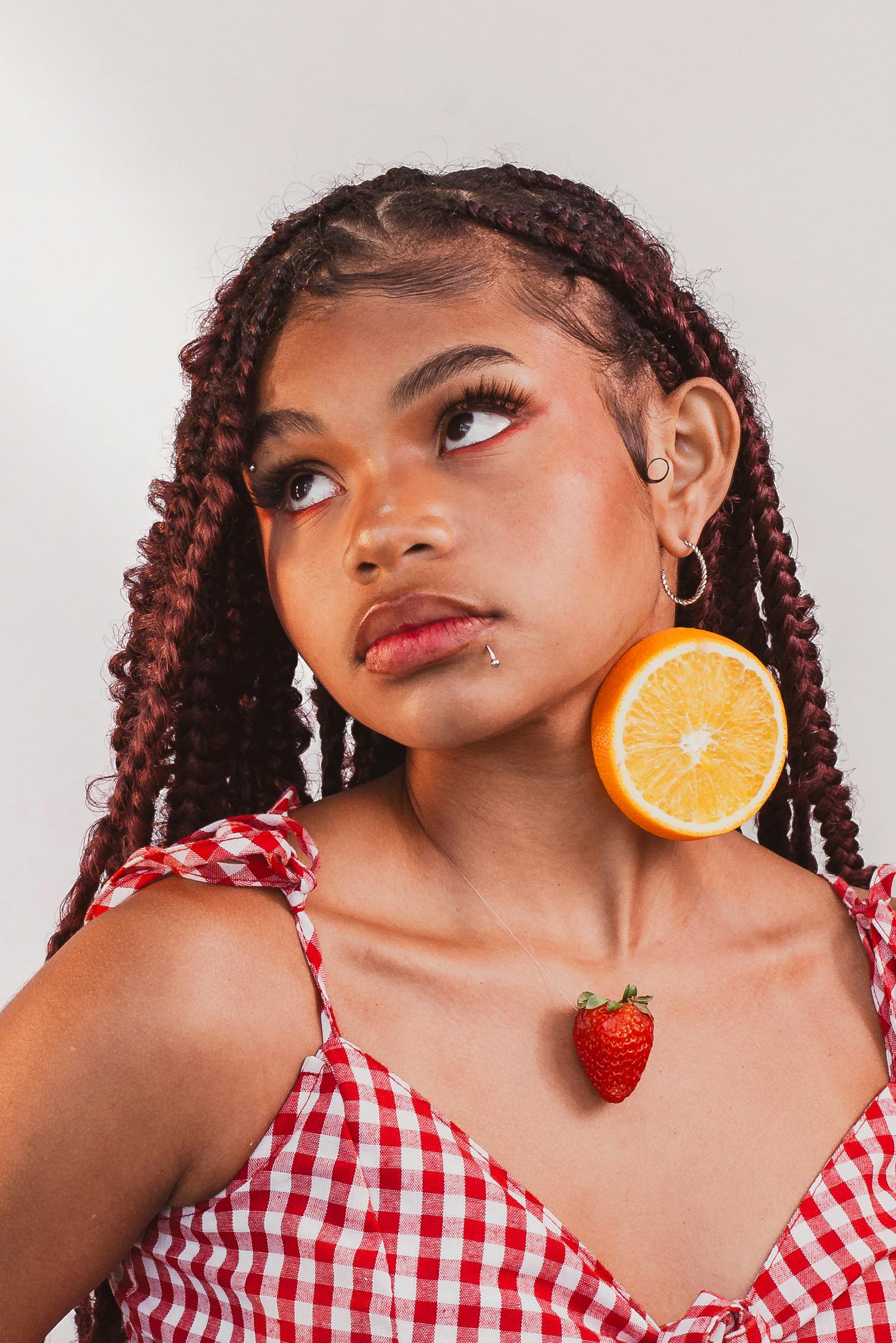Youthful Fashion with Fruit Accessories Portrait · Free Stock Photo