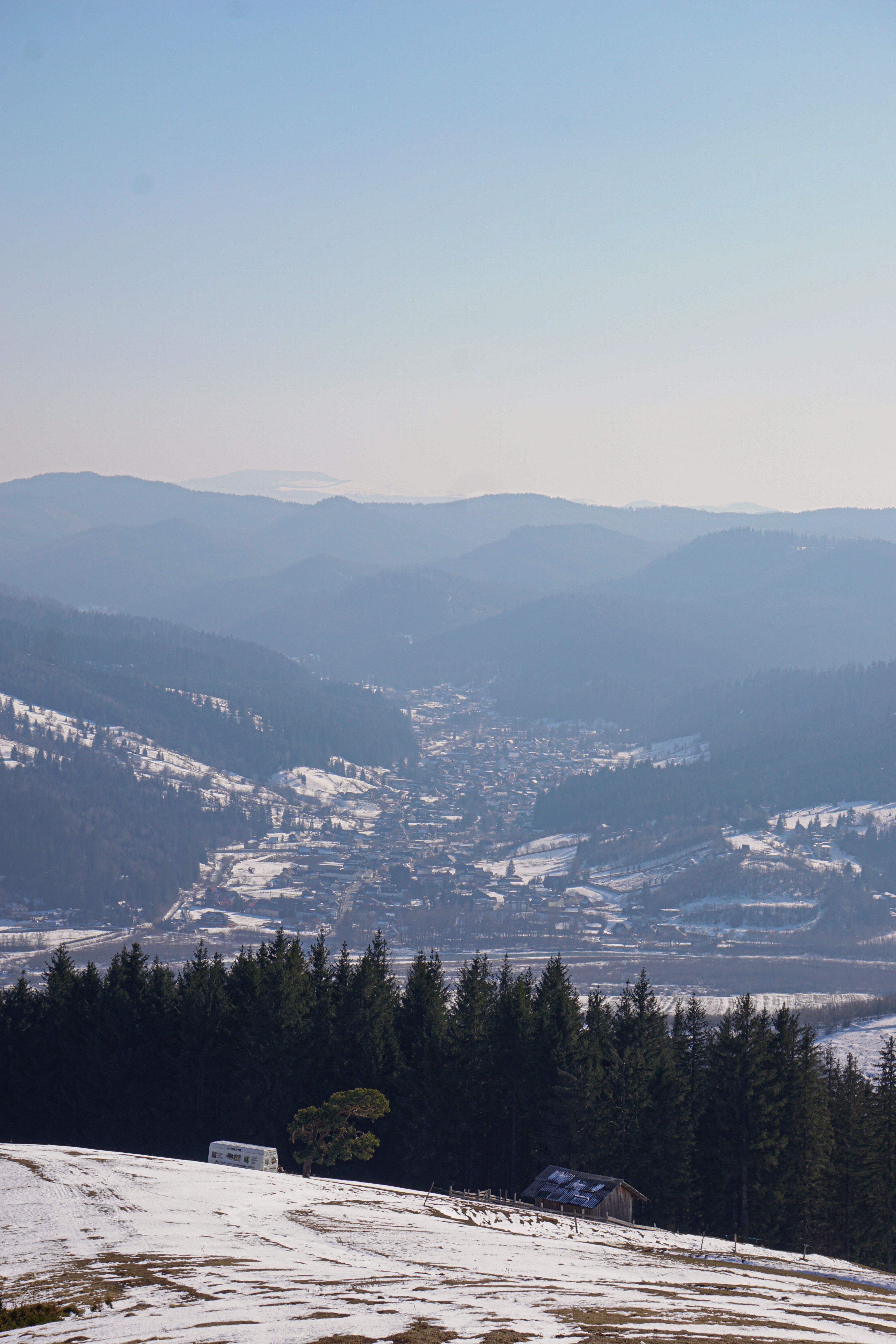 Snowy Mountain Valley Landscape View · Free Stock Photo