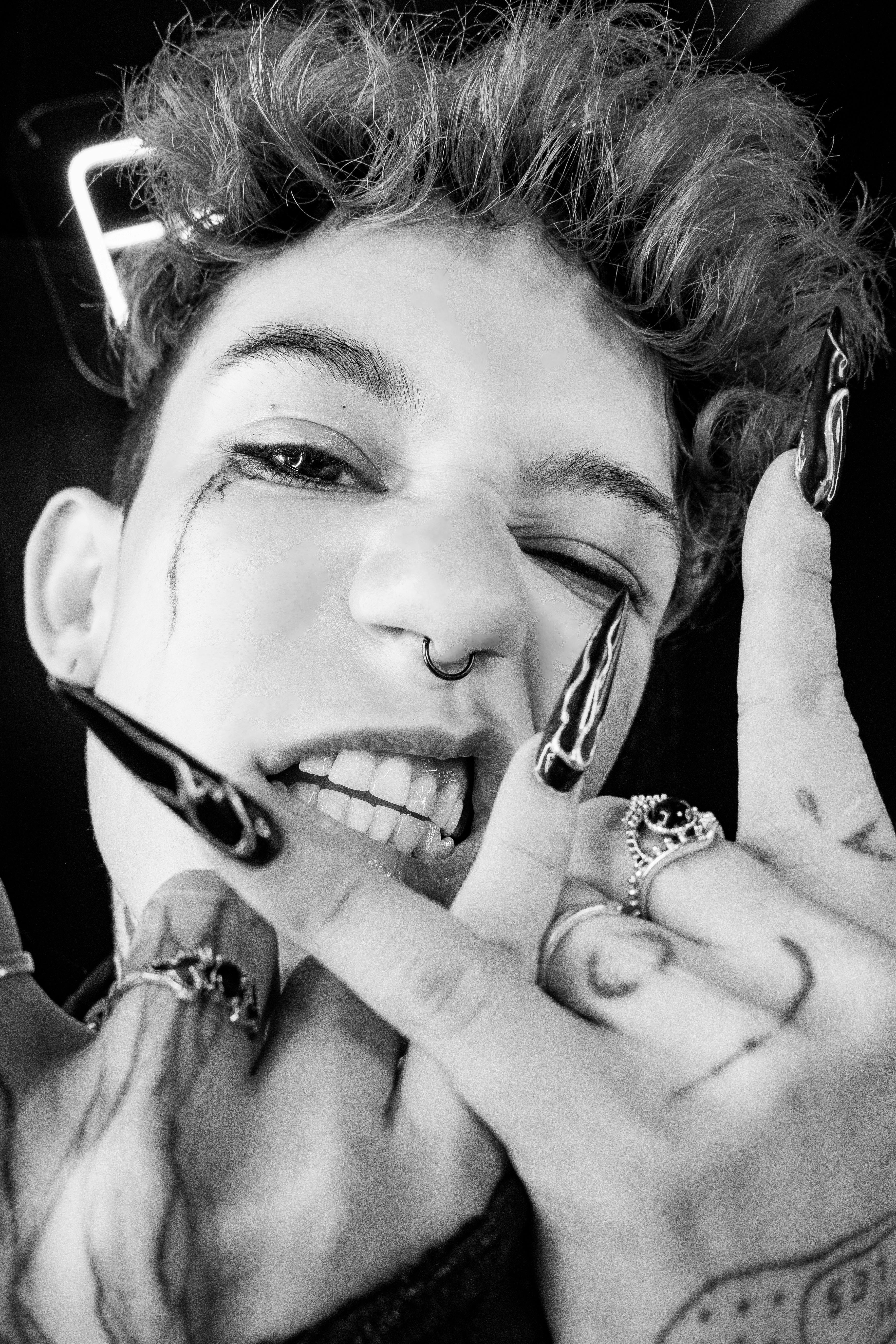 Expressive Black and White Portrait of Edgy Style · Free Stock Photo