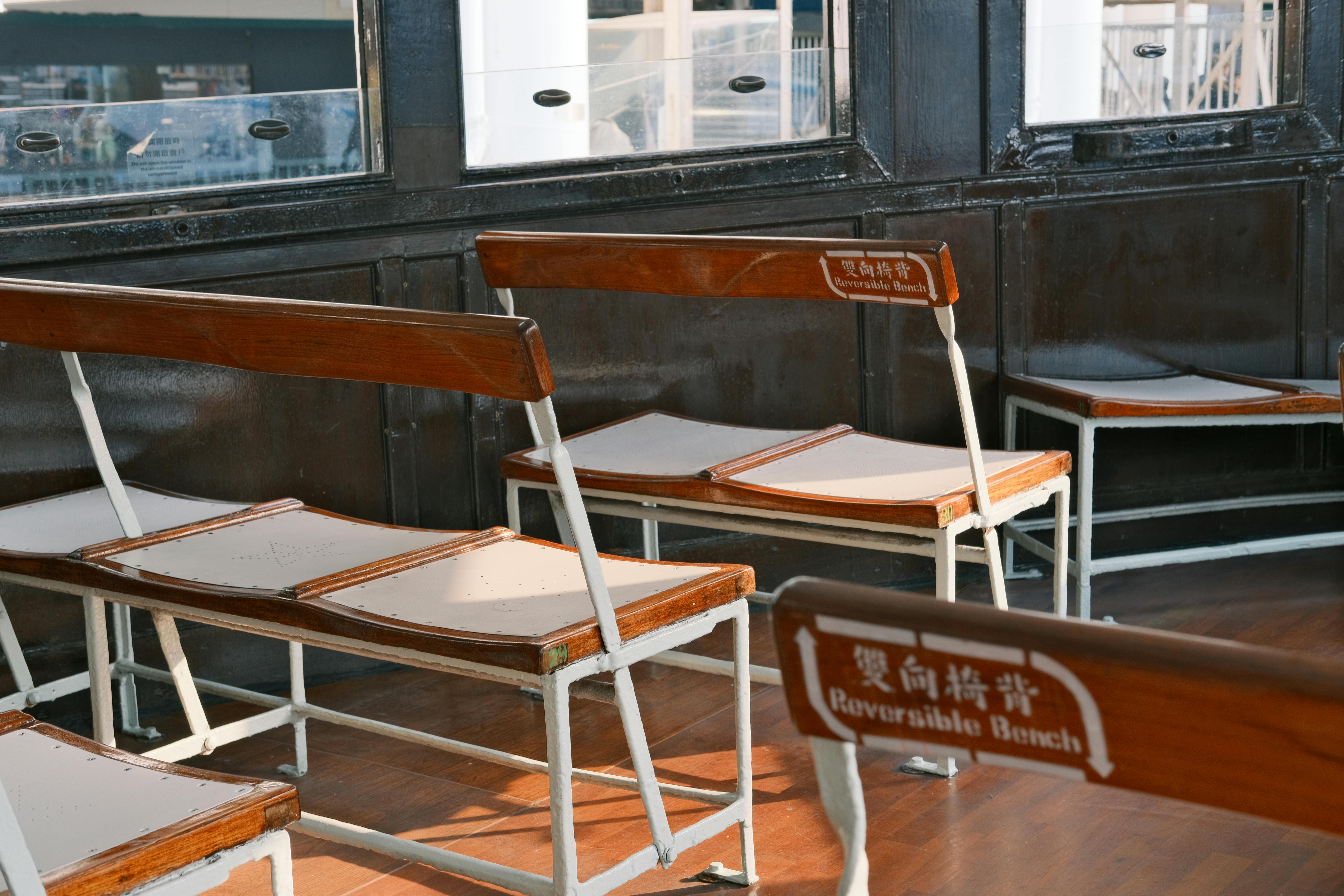 Vintage Reversible Benches in Rustic Interior · Free Stock Photo