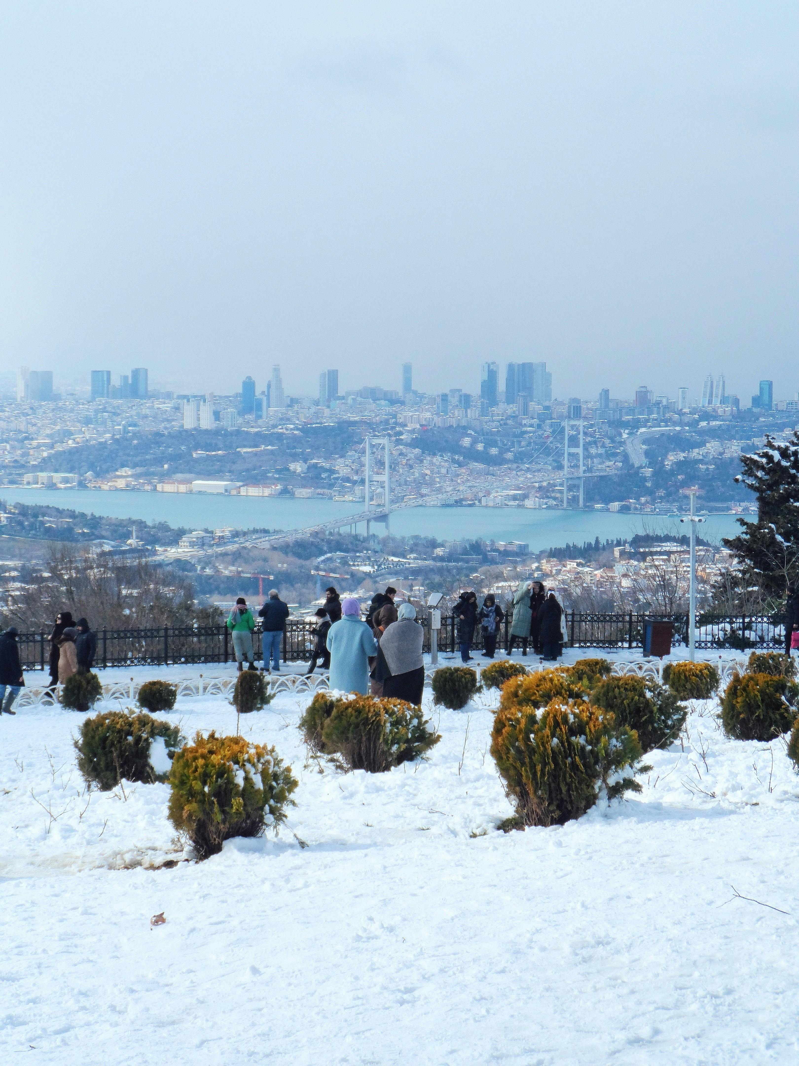 Snowy Istanbul Skyline with Bosphorus View · Free Stock Photo