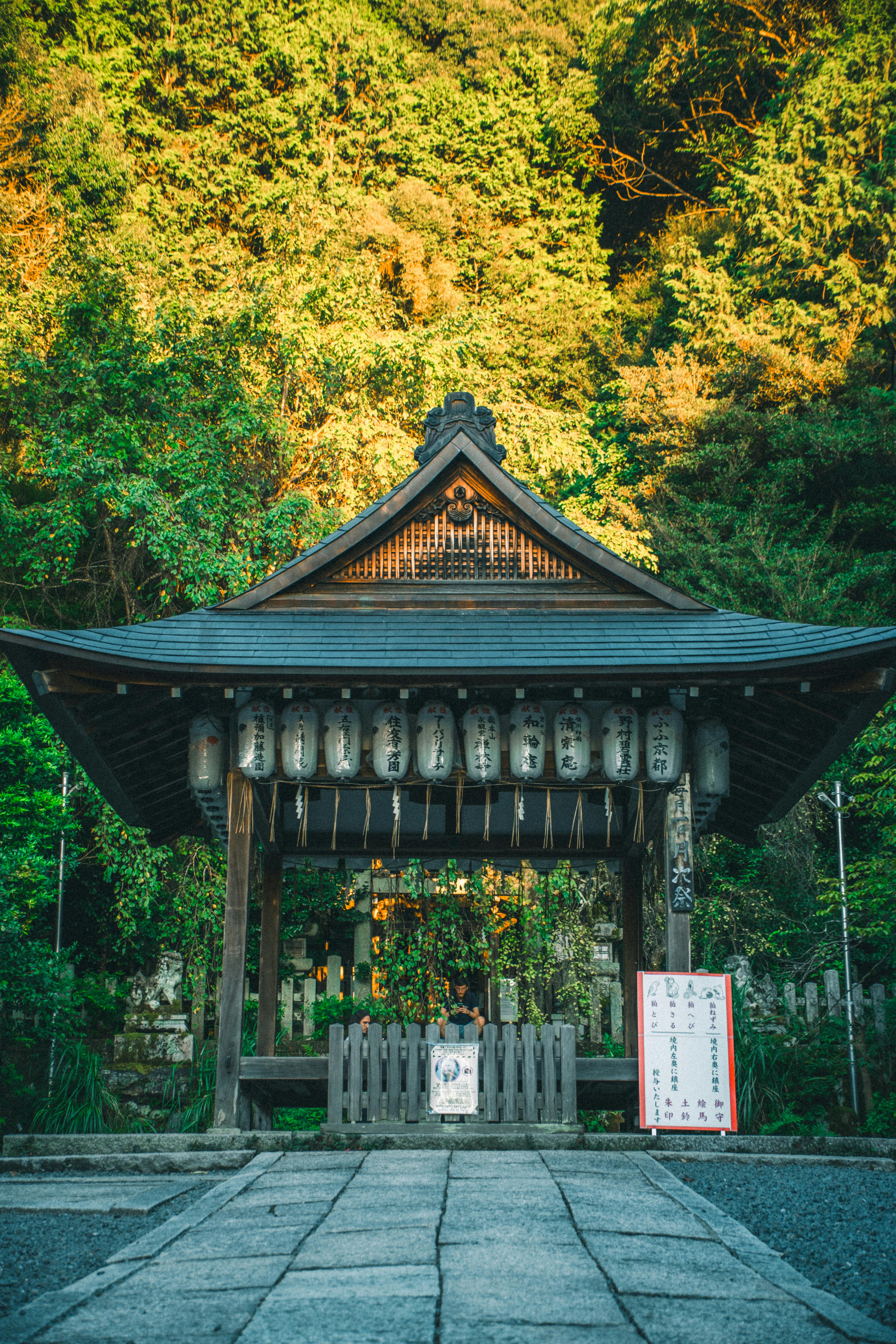 Traditional Japanese Shrine with Lanterns at Sunset · Free Stock Photo