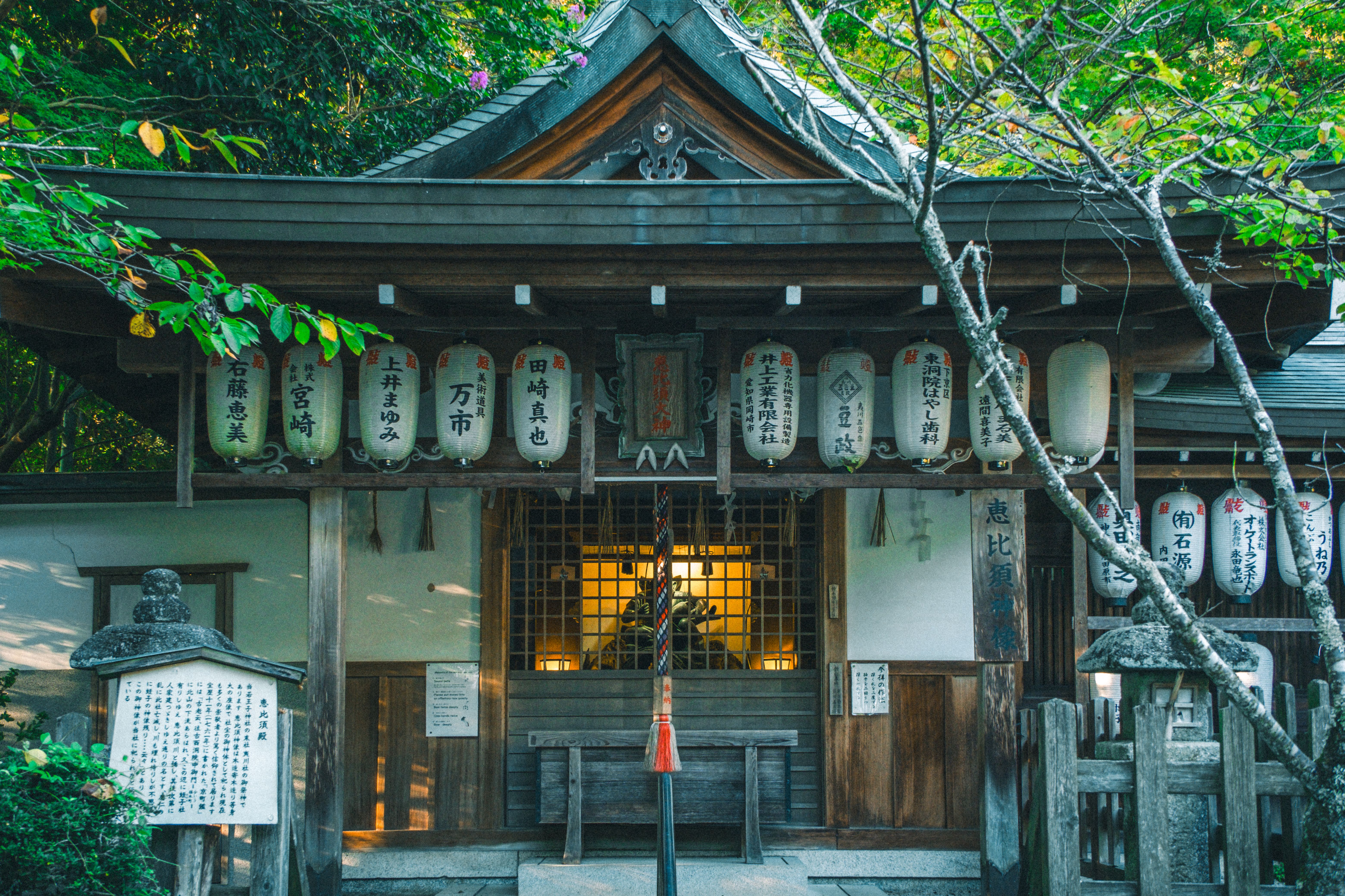 Japanese Shrine with Traditional Lanterns and Wooden Architecture ...