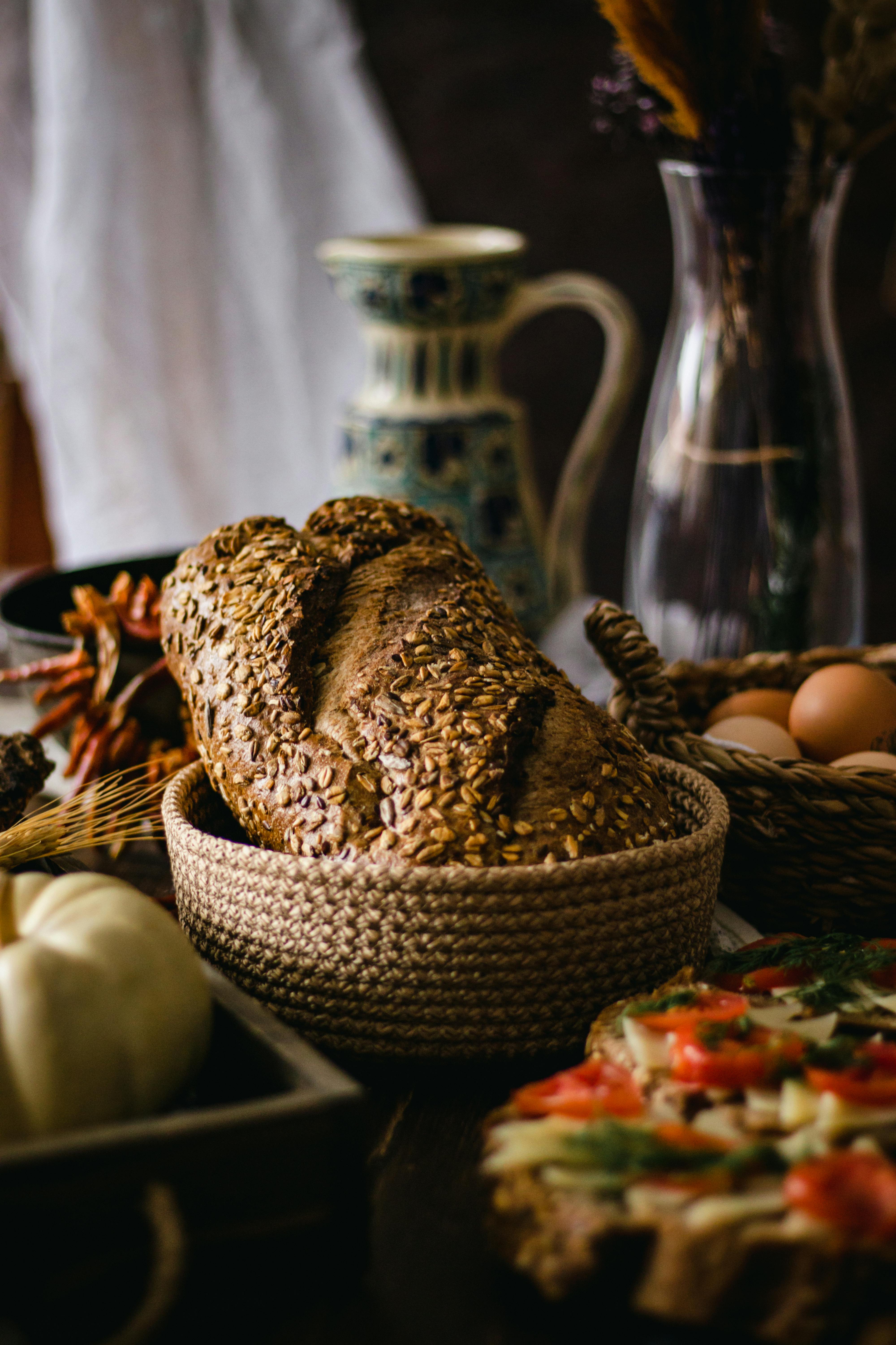 Rustic Bread and Produce Still Life Scene · Free Stock Photo
