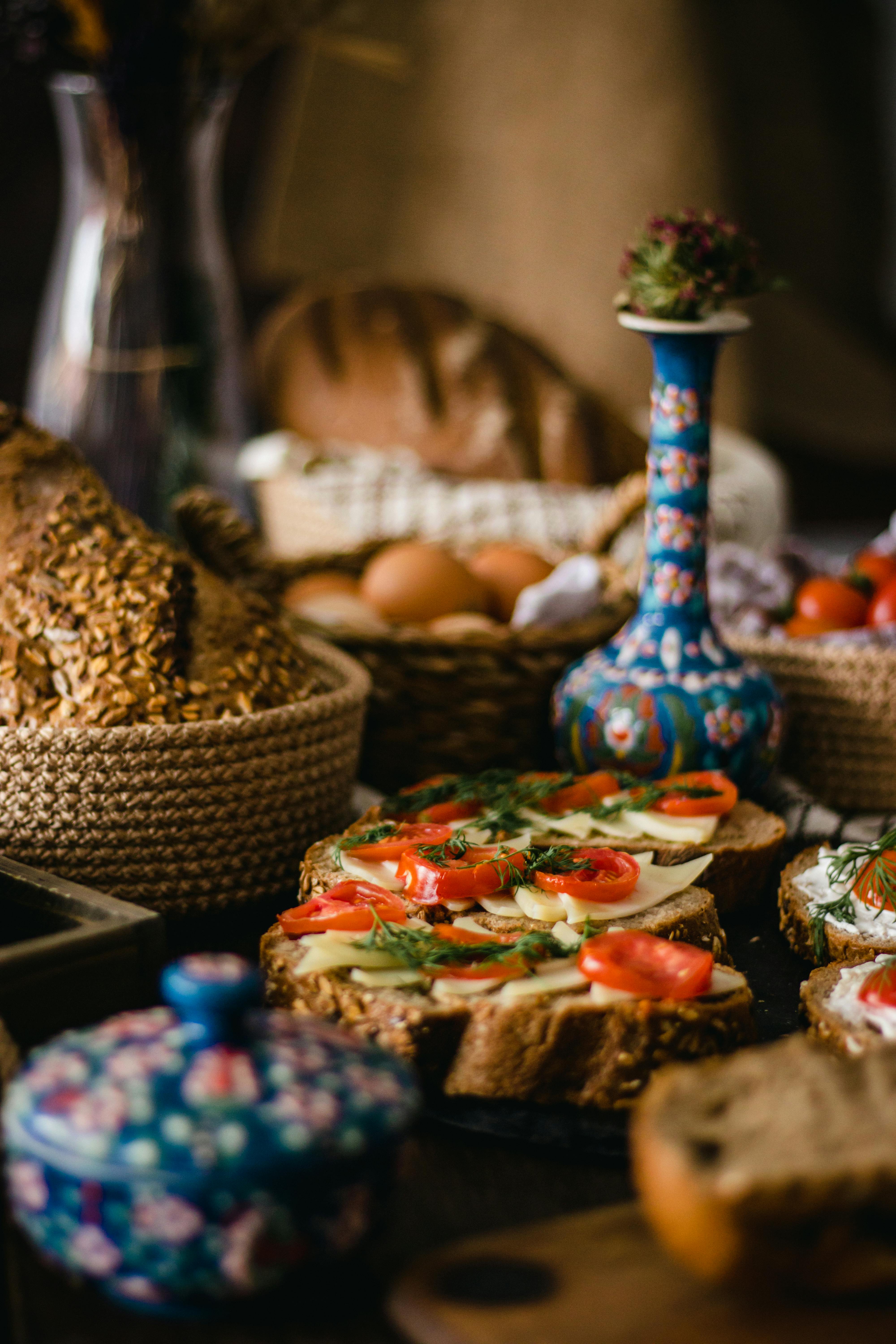 Rustic Bread with Toppings in Traditional Setting · Free Stock Photo