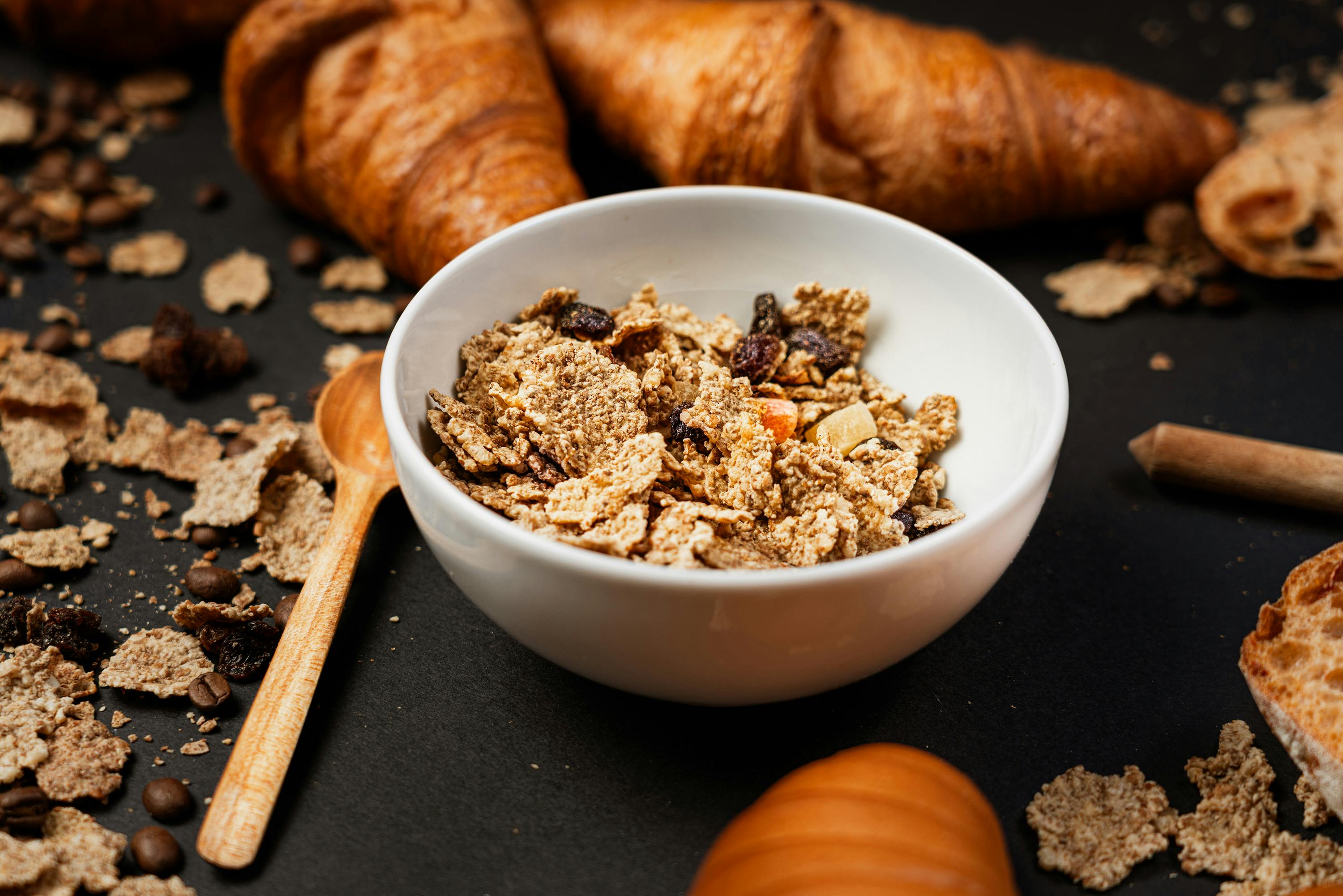 Delicious Croissant and Cereal Breakfast Spread · Free Stock Photo