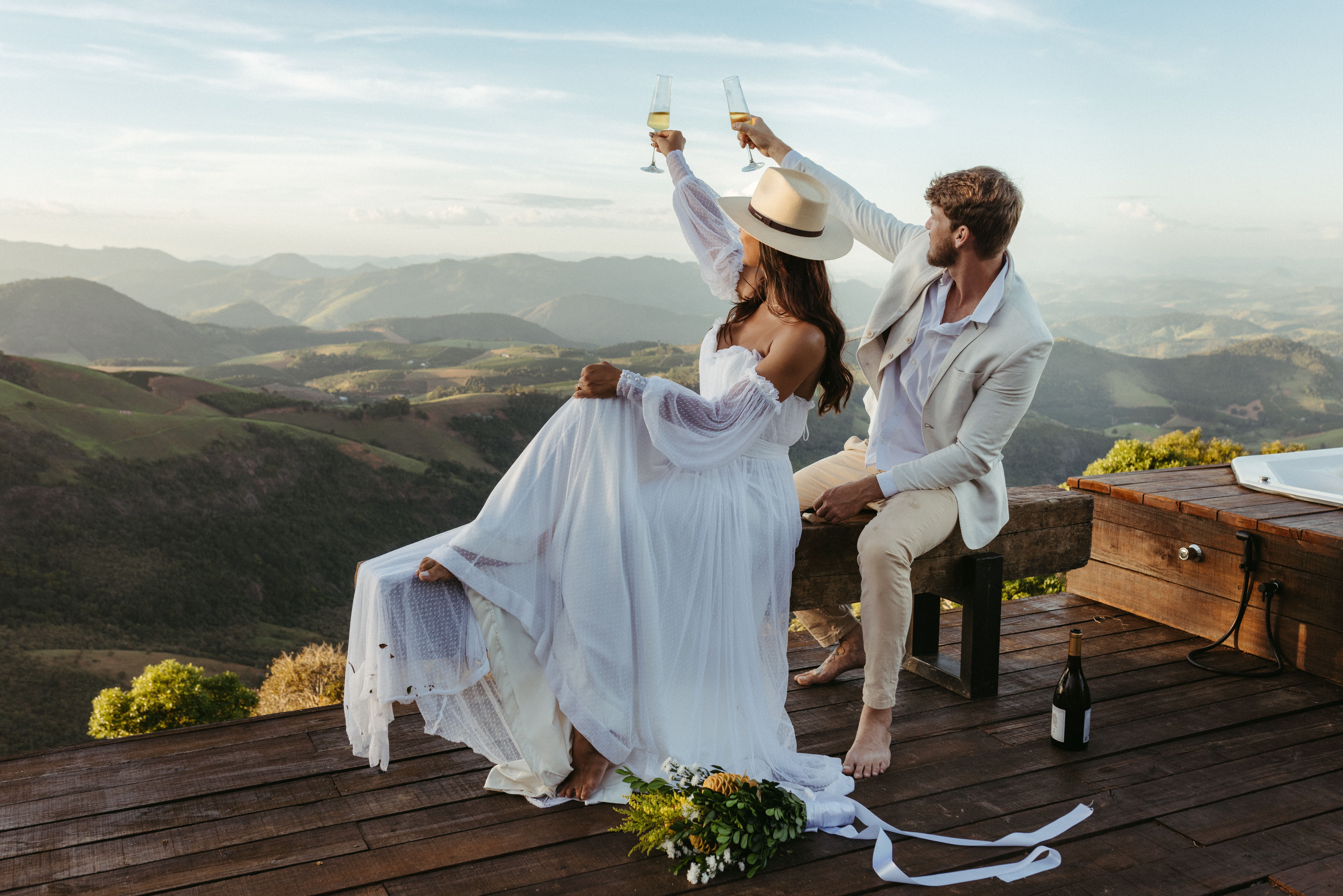 Romantic Mountain Wedding Celebration with Champagne · Free Stock Photo