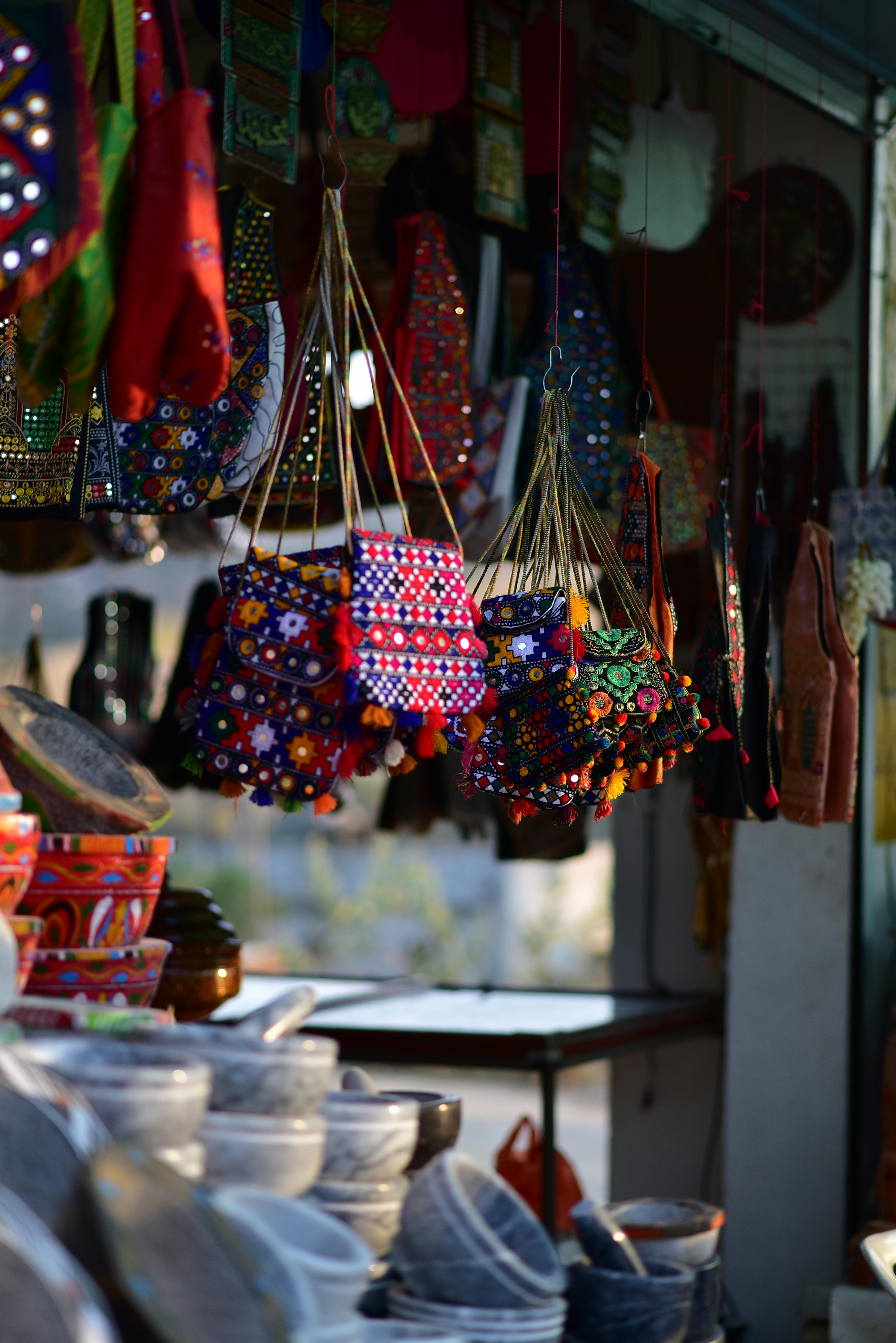 Colorful Handcrafted Goods in Pakistani Market · Free Stock Photo