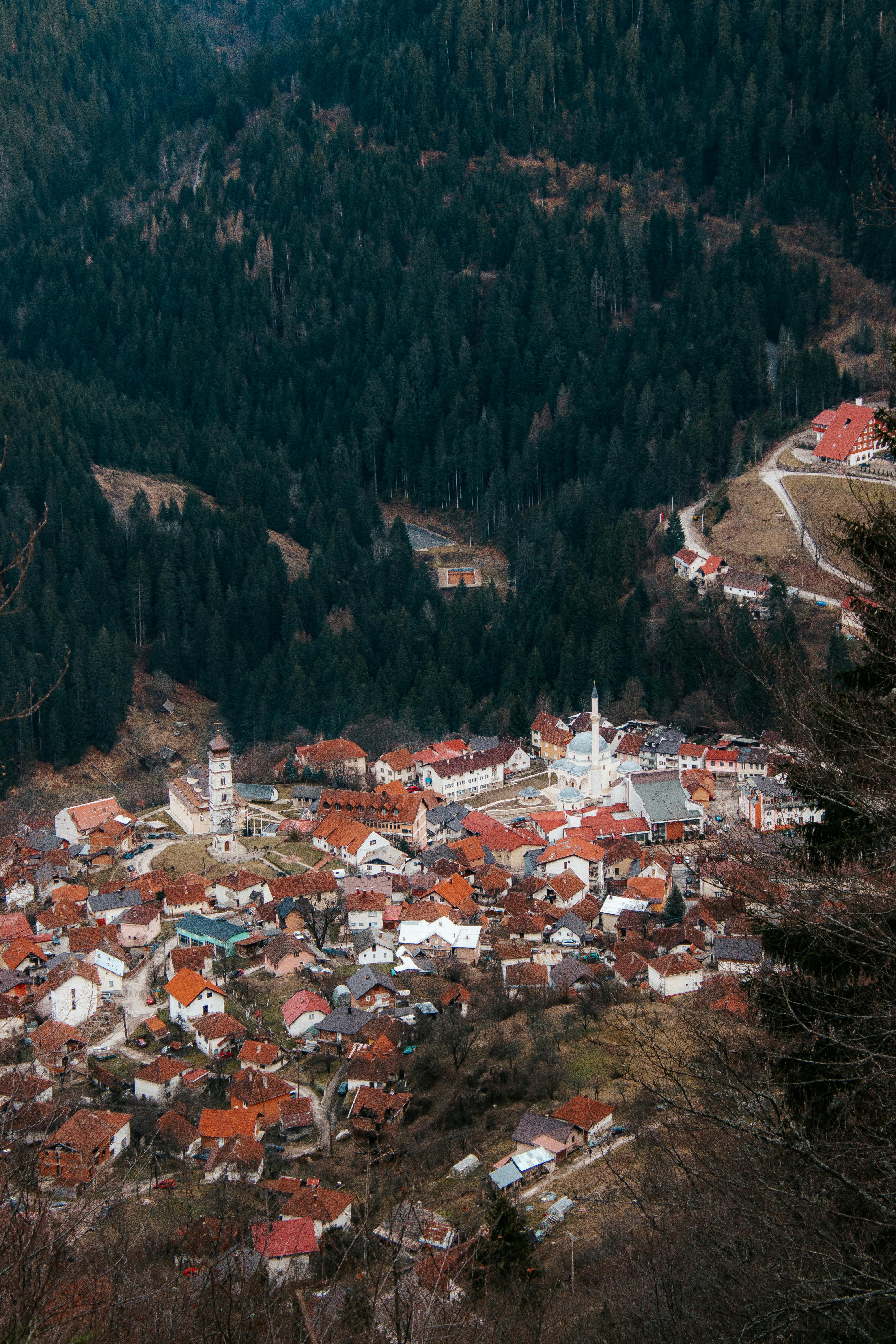 Aerial View of Čajniče Town in Bosnia and Herzegovina · Free Stock Photo