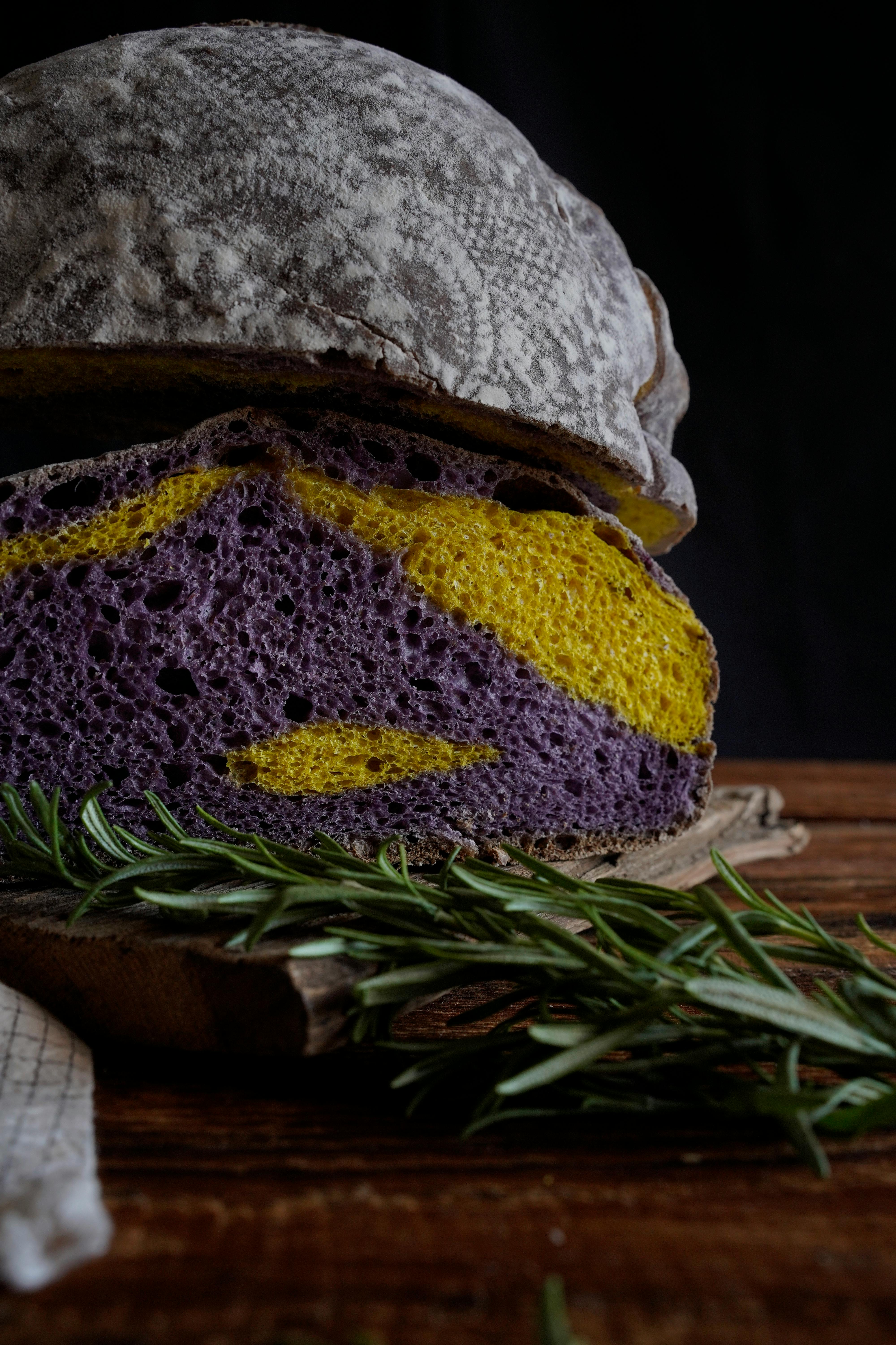 Artisan Bread with Purple and Yellow Swirls · Free Stock Photo