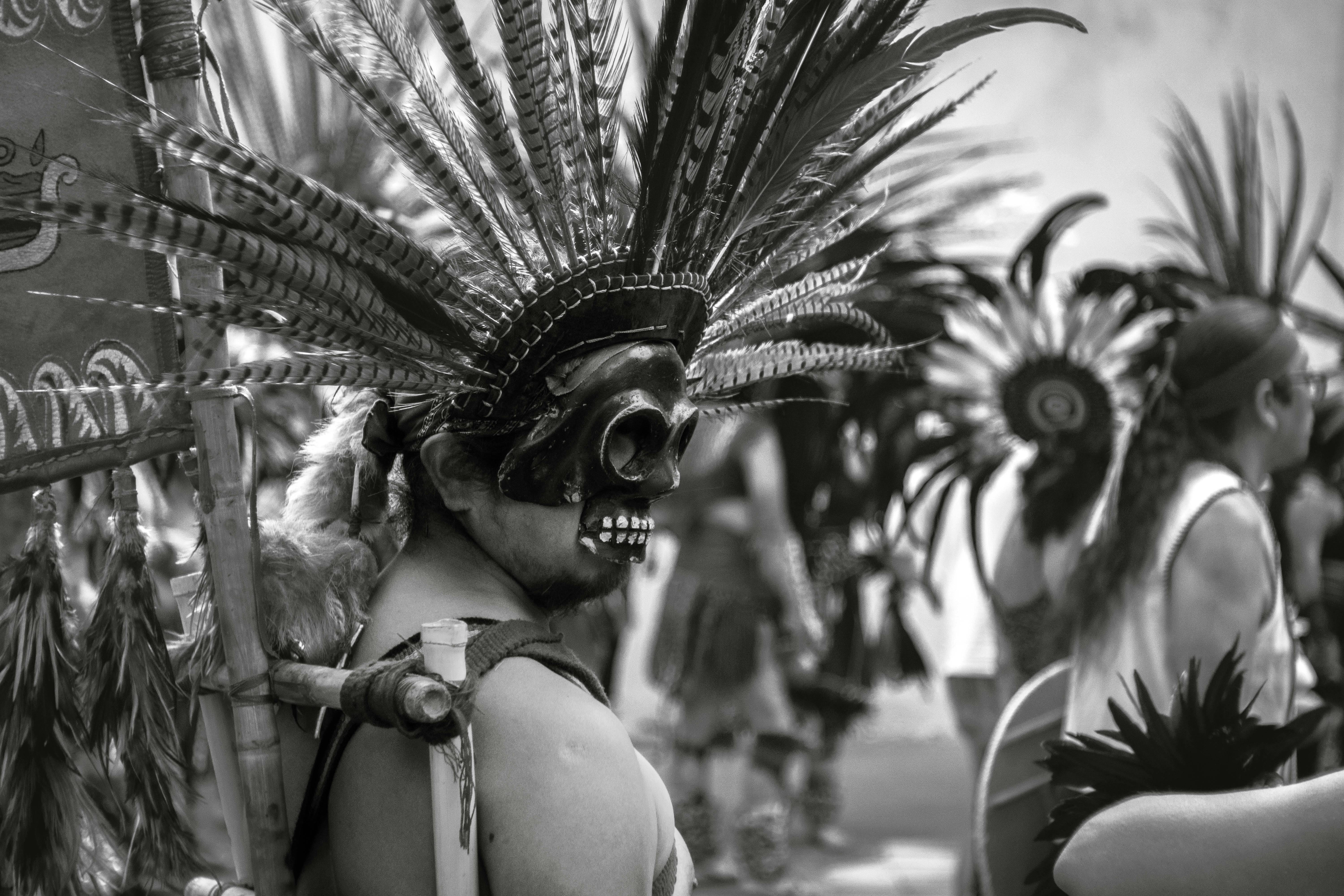 Man Wearing Traditional Aztec Costume and Body Paint · Free Stock Photo