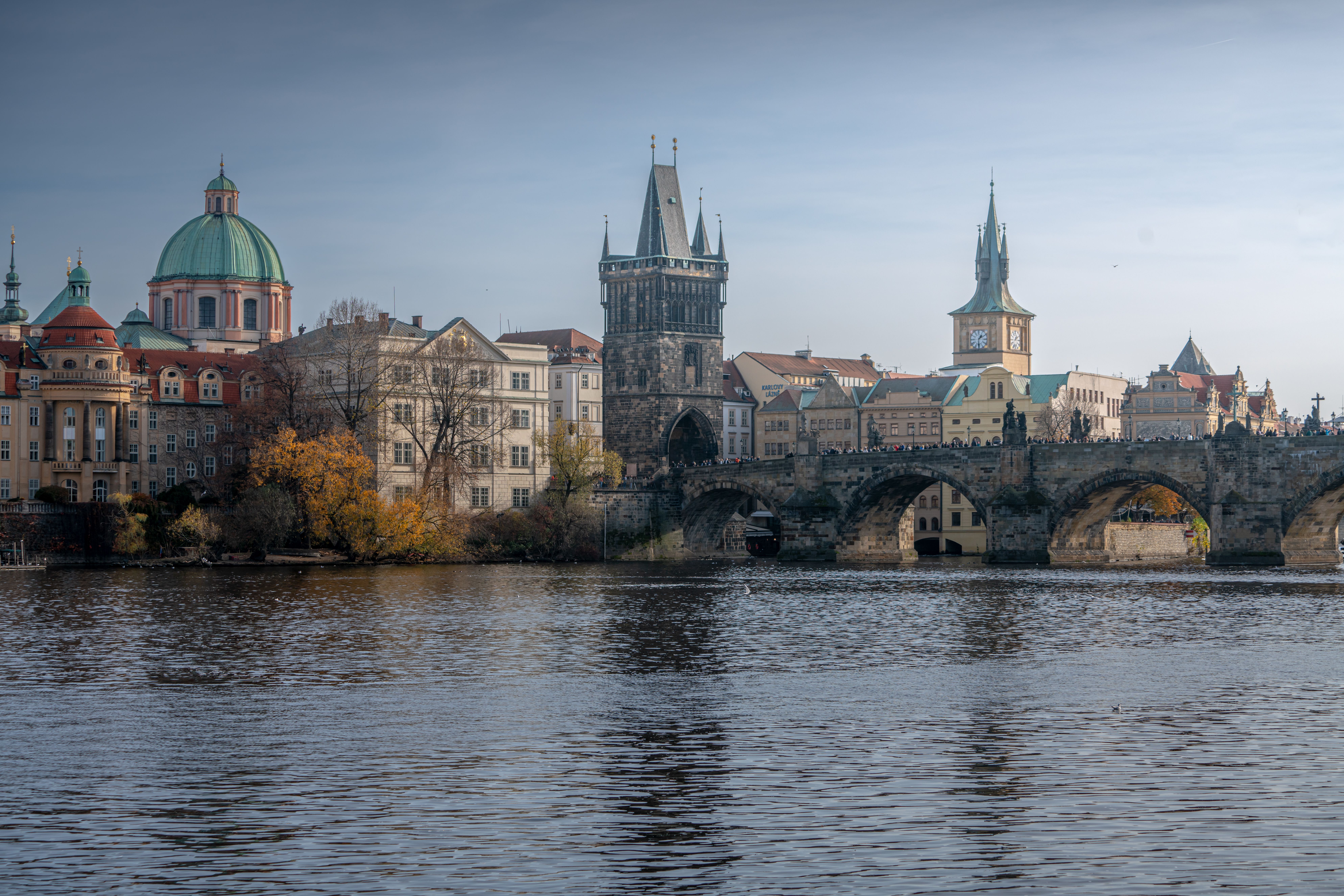 Scenic View of Charles Bridge and Prague Skyline · Free Stock Photo