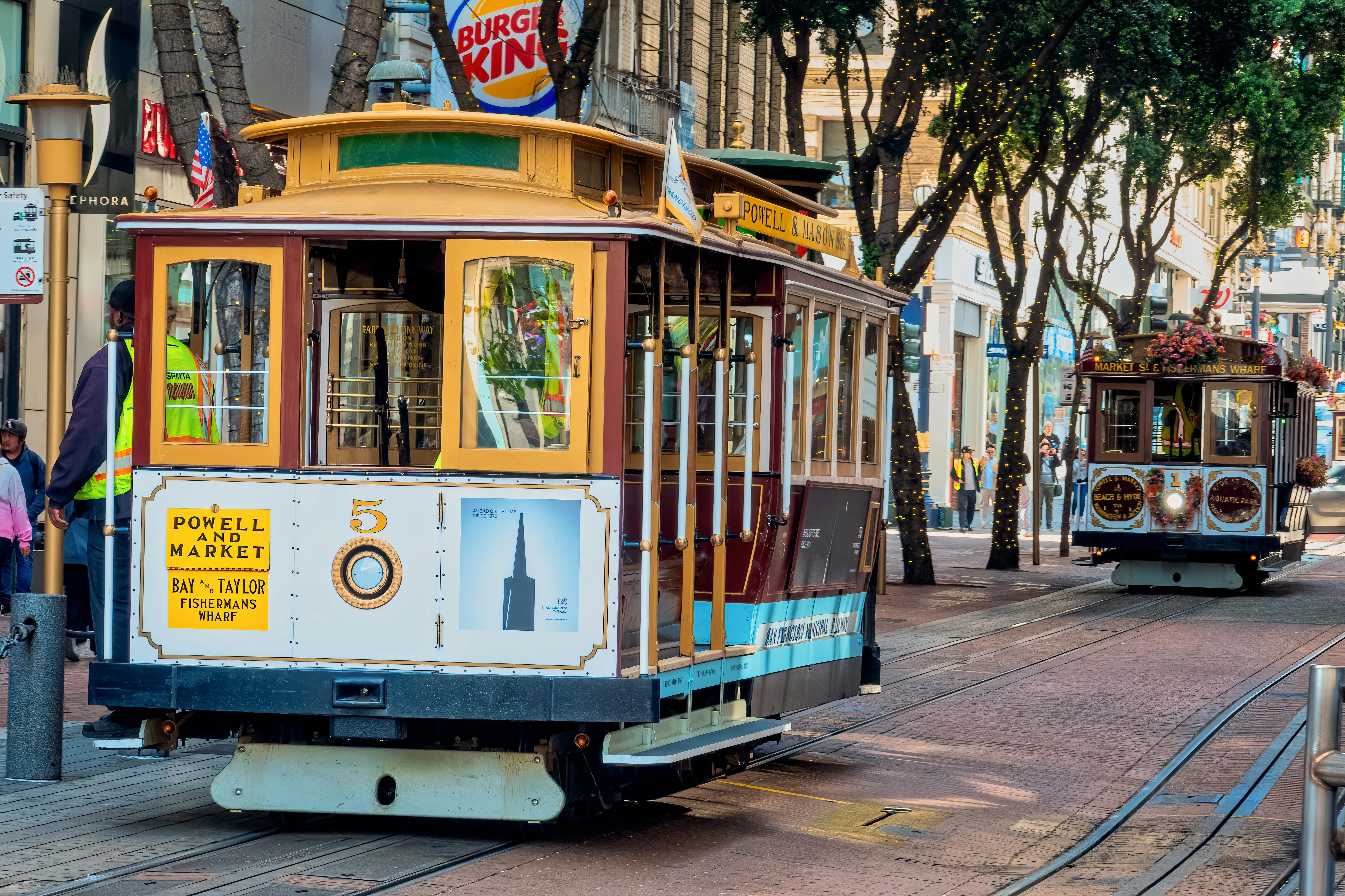 San Francisco Iconic Cable Car on Market Street · Free Stock Photo