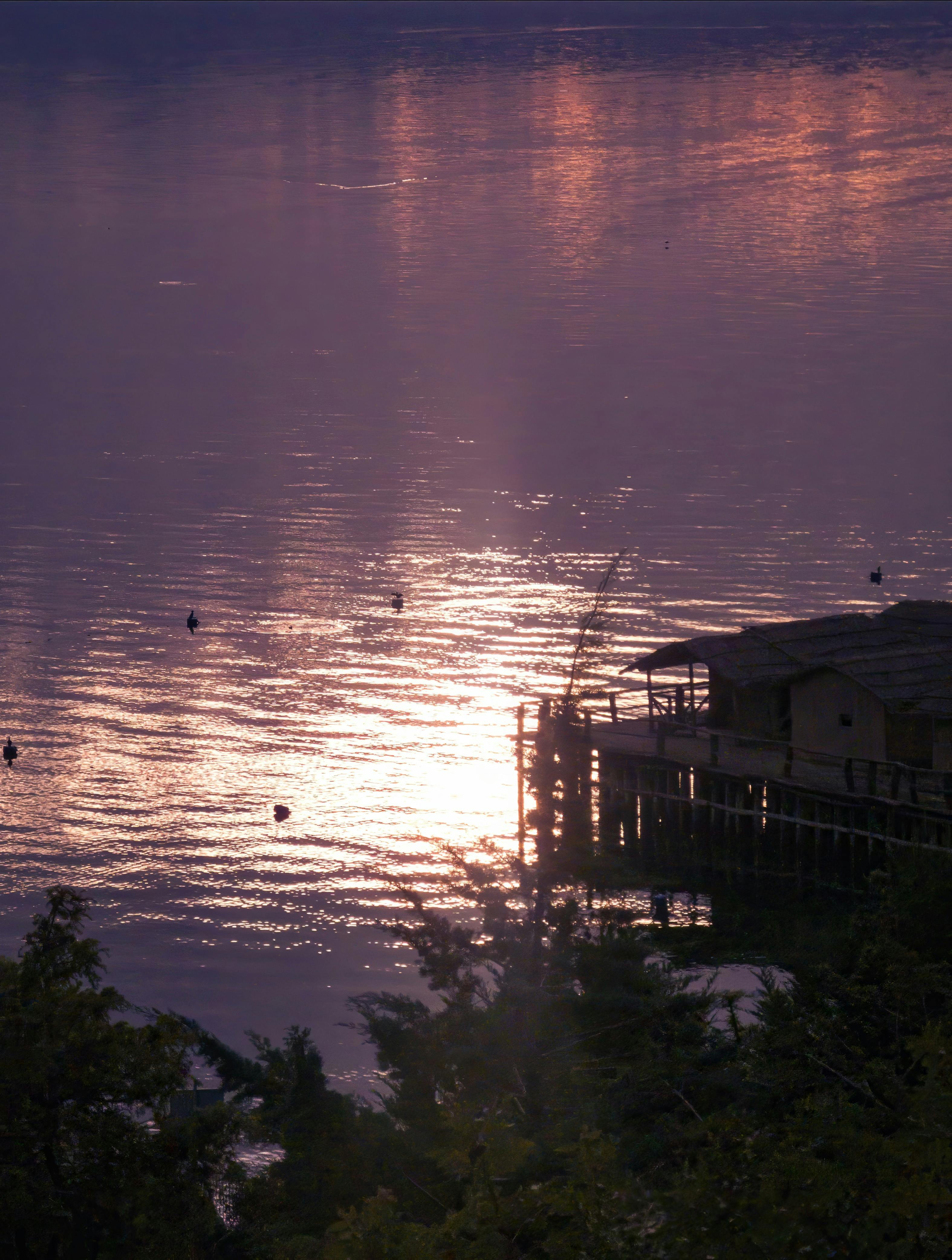 Golden Sunset at Lake Ohrid with Pier · Free Stock Photo