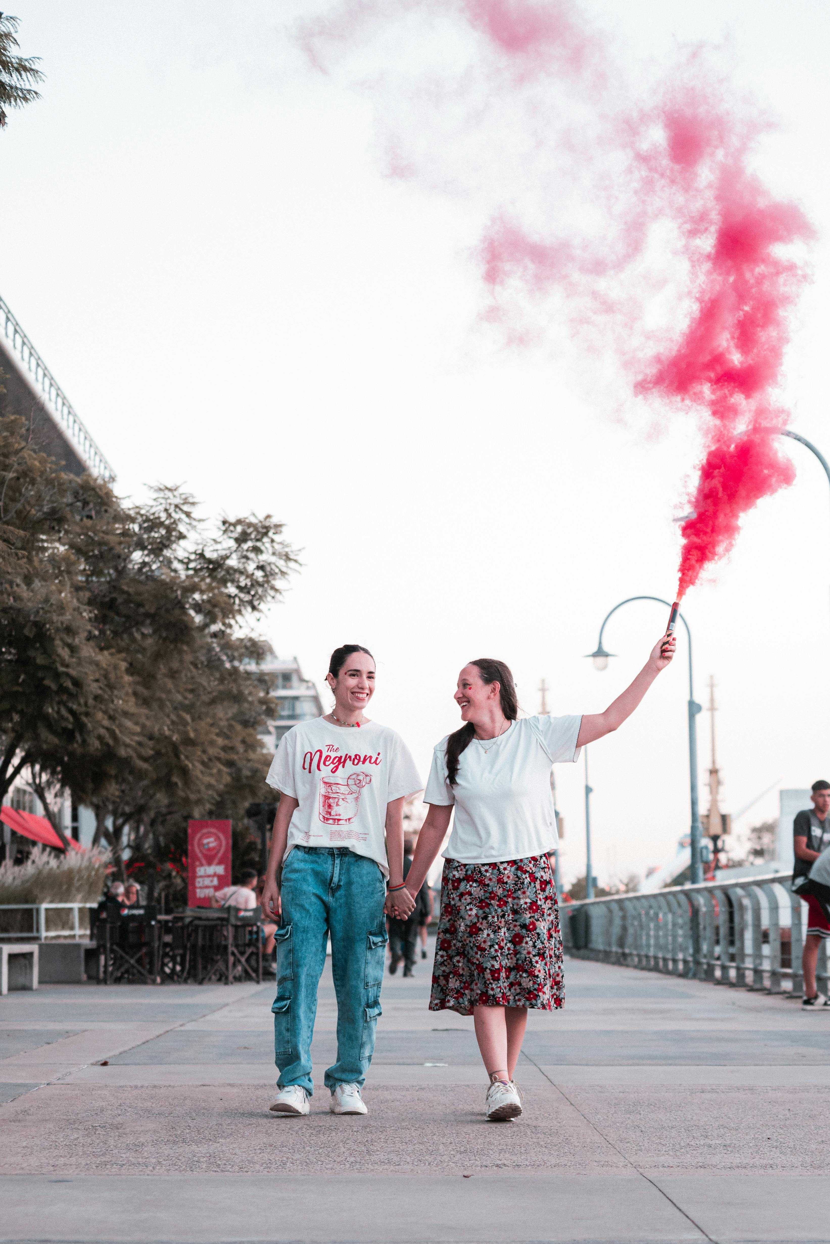 Romantic Stroll in Buenos Aires with Smoke Bomb · Free Stock Photo