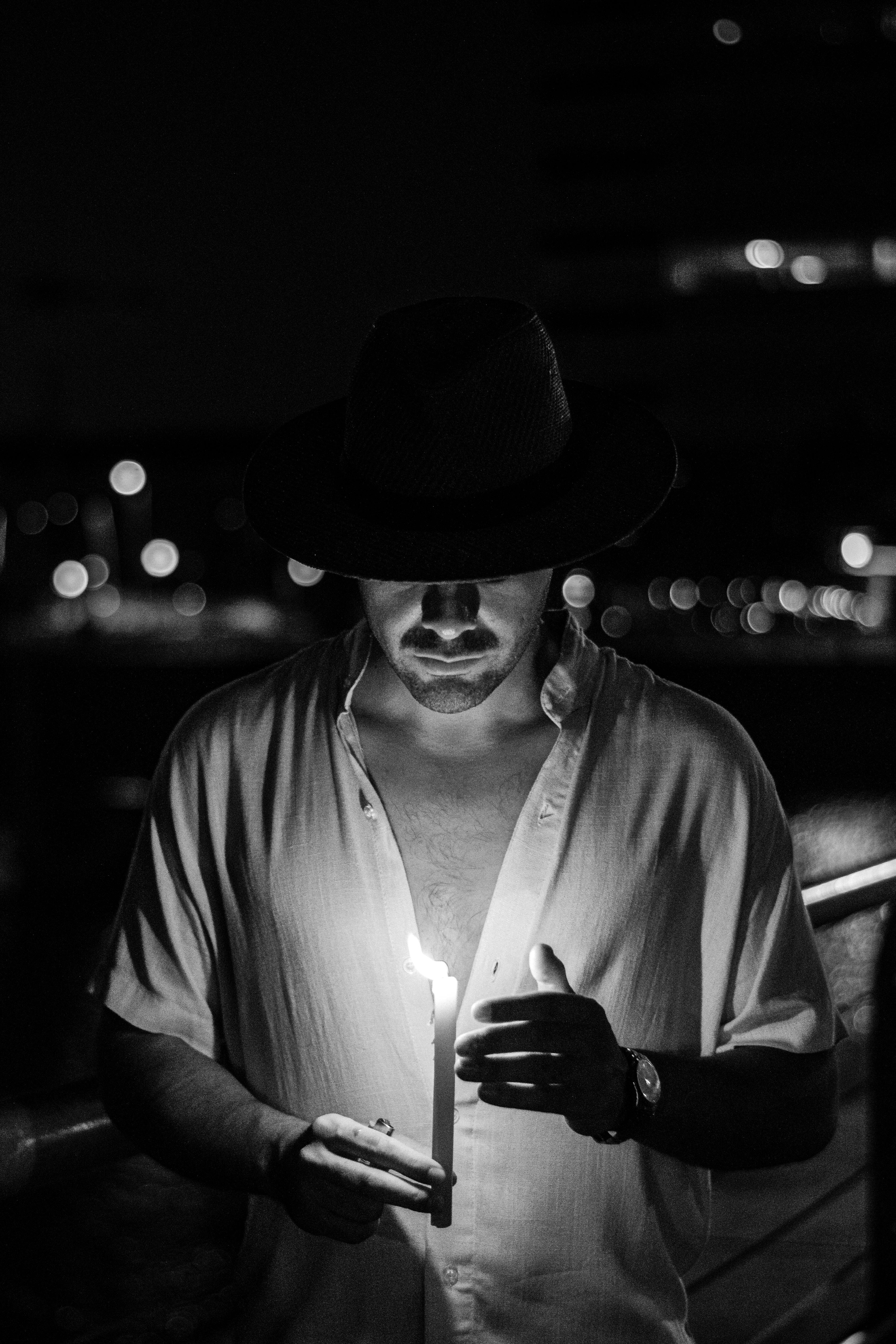 Dramatic Night Portrait with Candle Light · Free Stock Photo