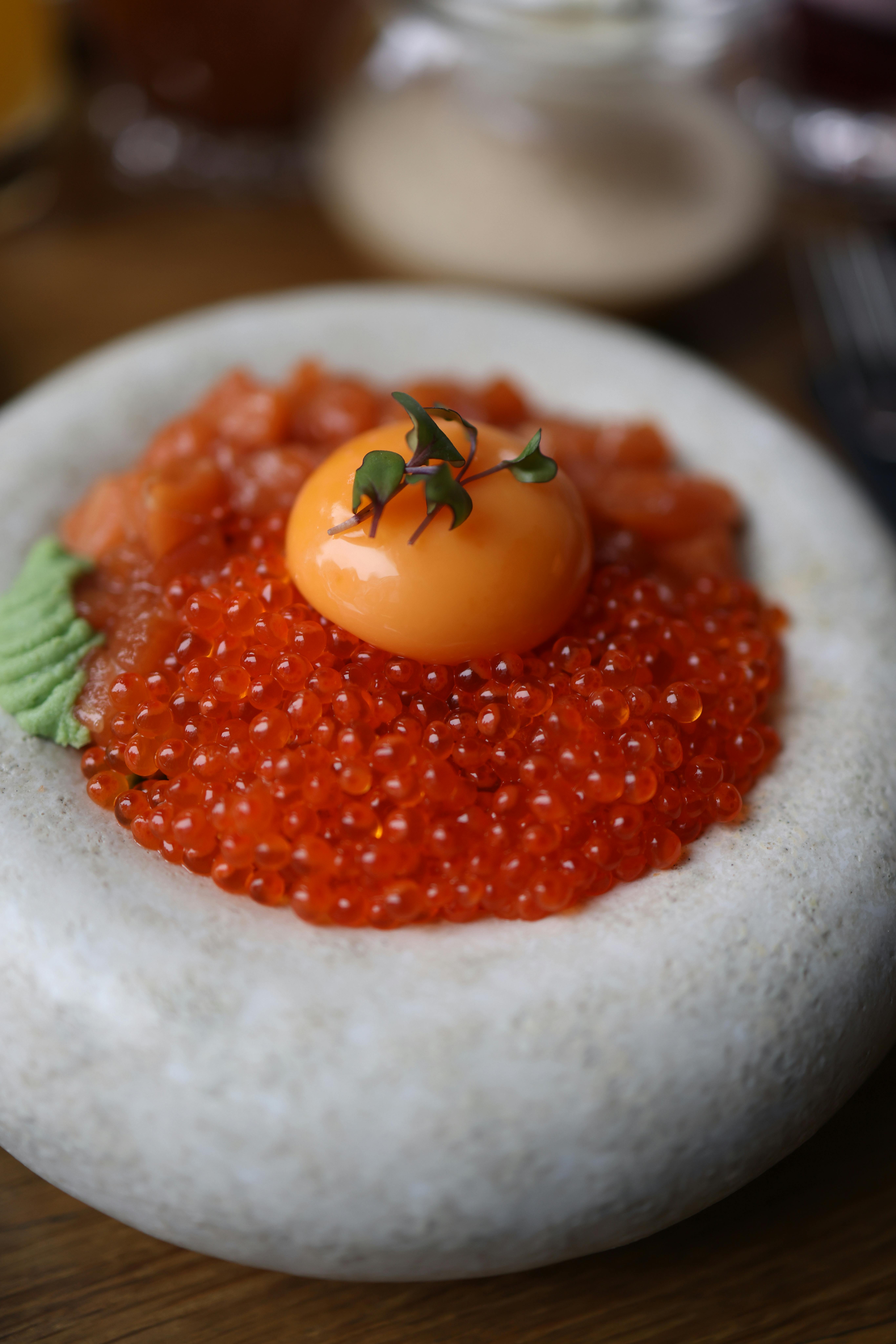 Elegant Salmon Roe Dish with Mochi Ball · Free Stock Photo