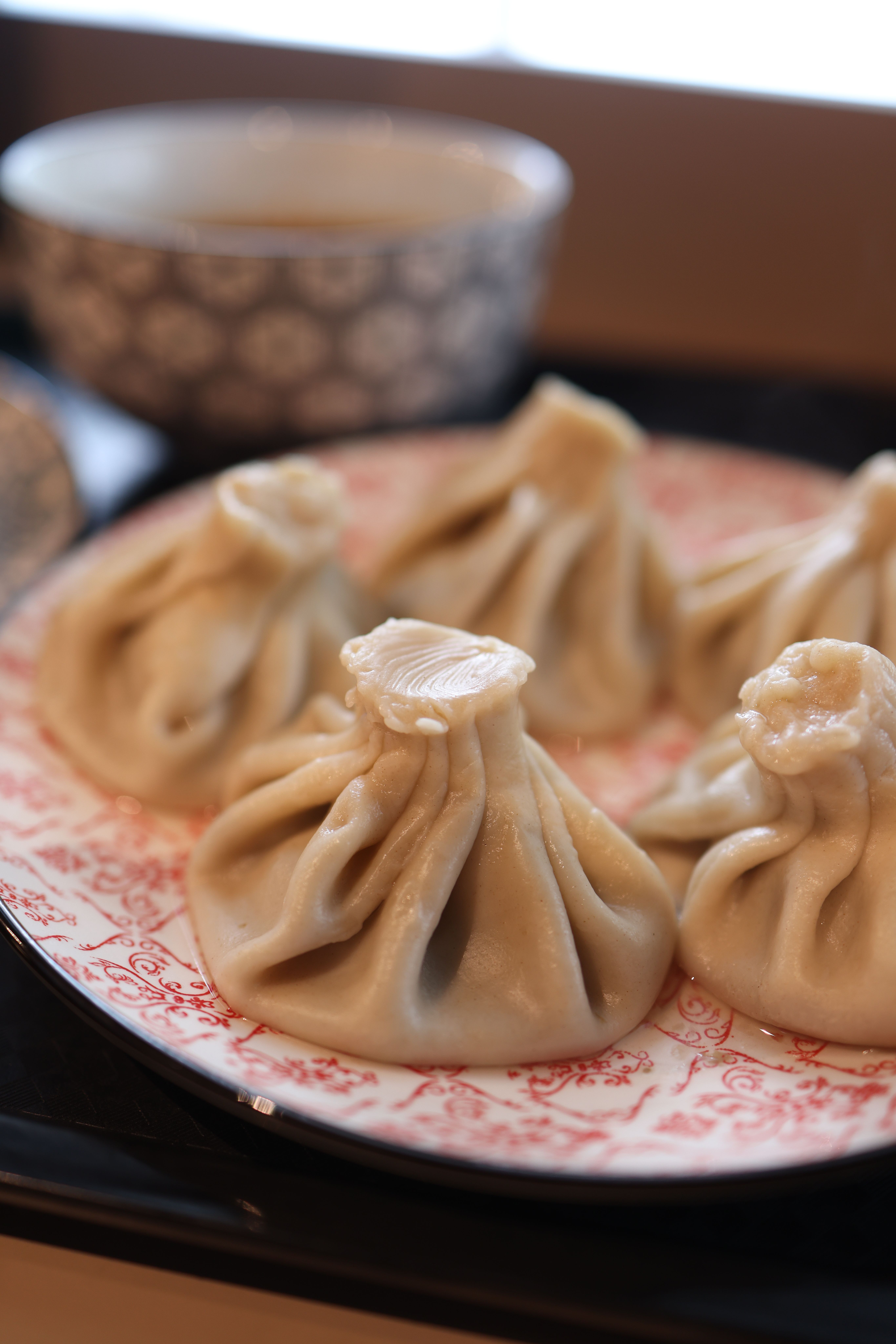 Close-up of Steamed Dumplings on Decorative Plate · Free Stock Photo