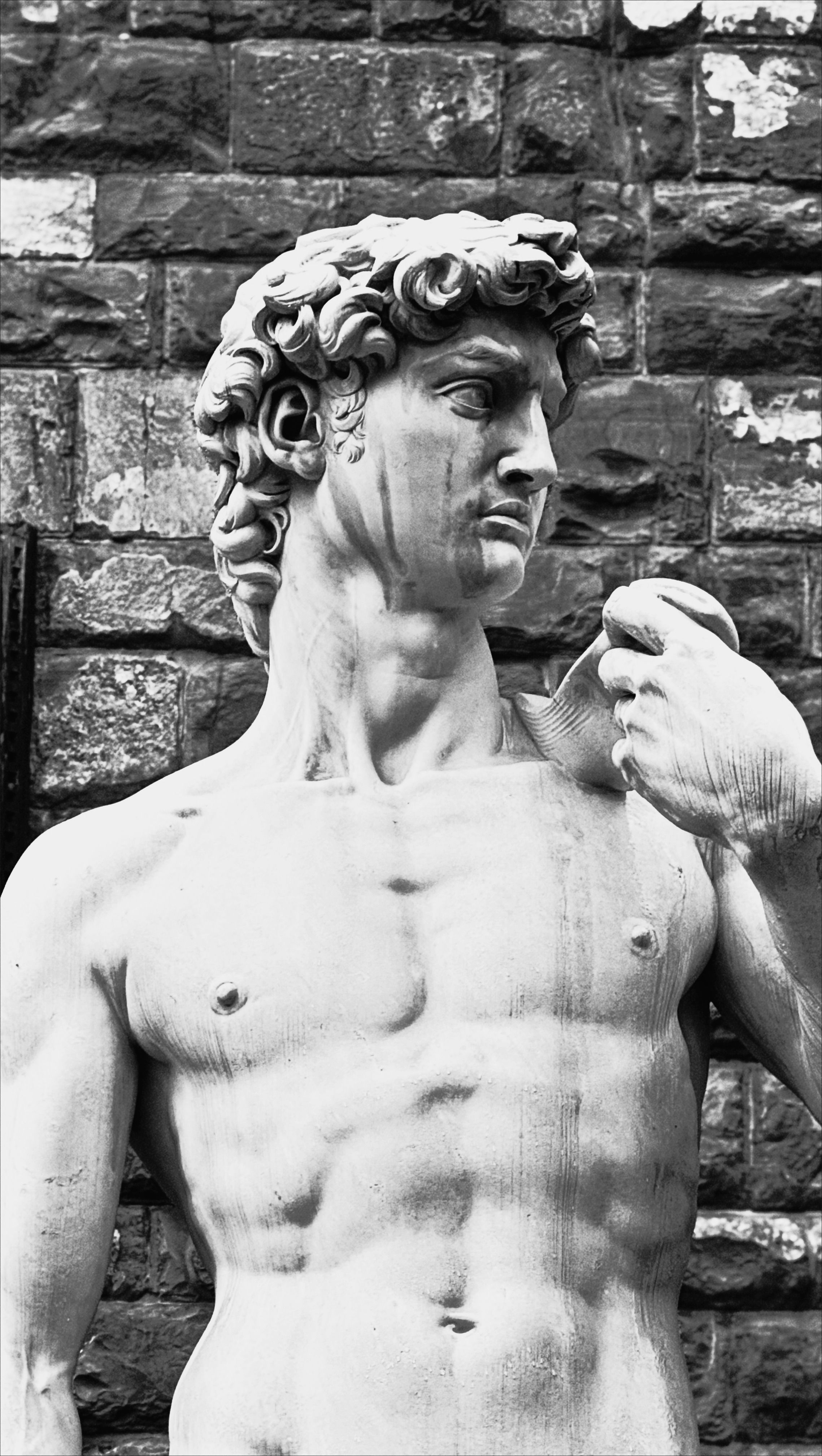 Primer Plano De La Escultura Del David De Miguel ángel, Florencia ...