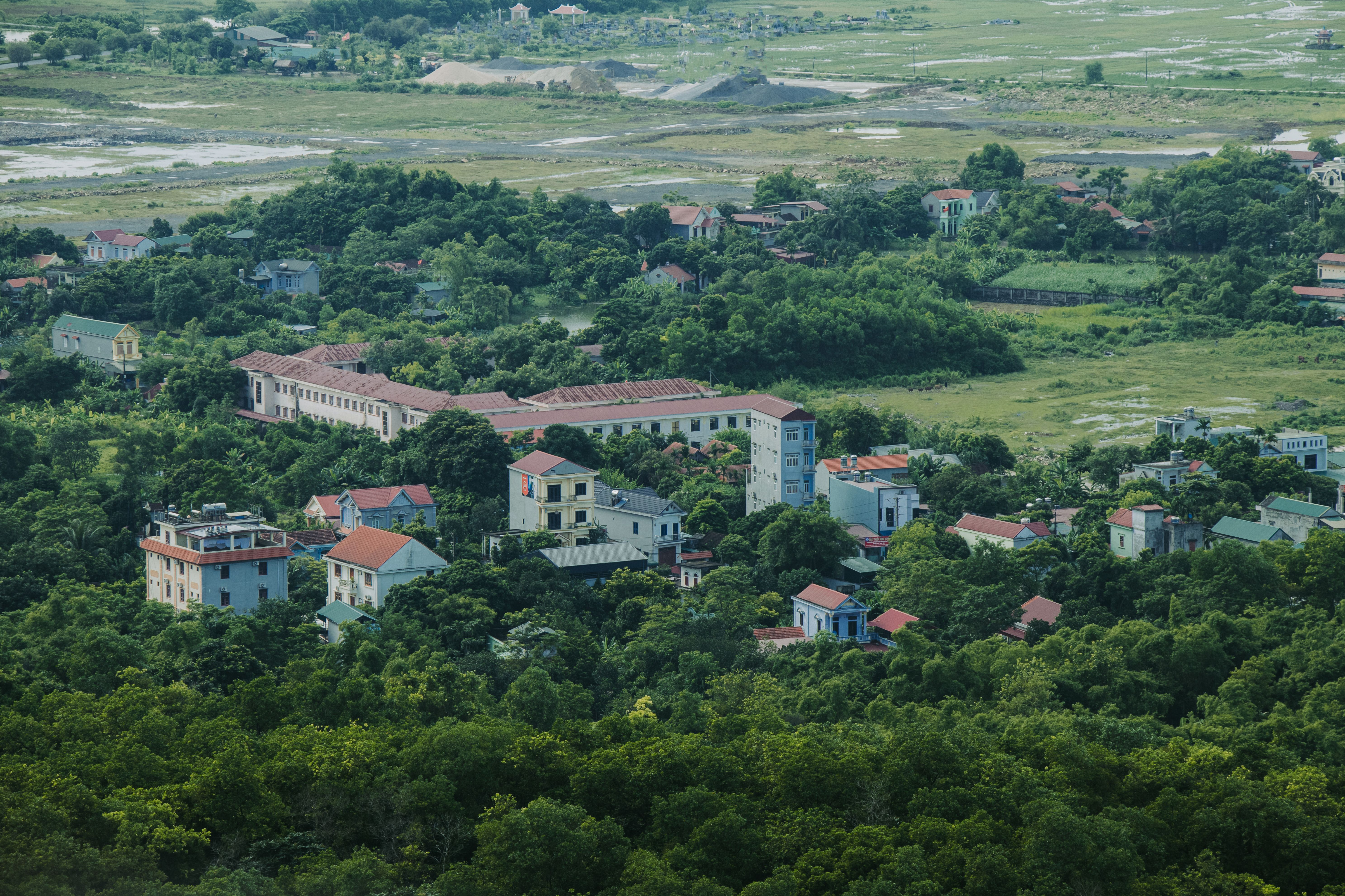 Aerial View of Vietnamese Village with Lush Greenery · Free Stock Photo