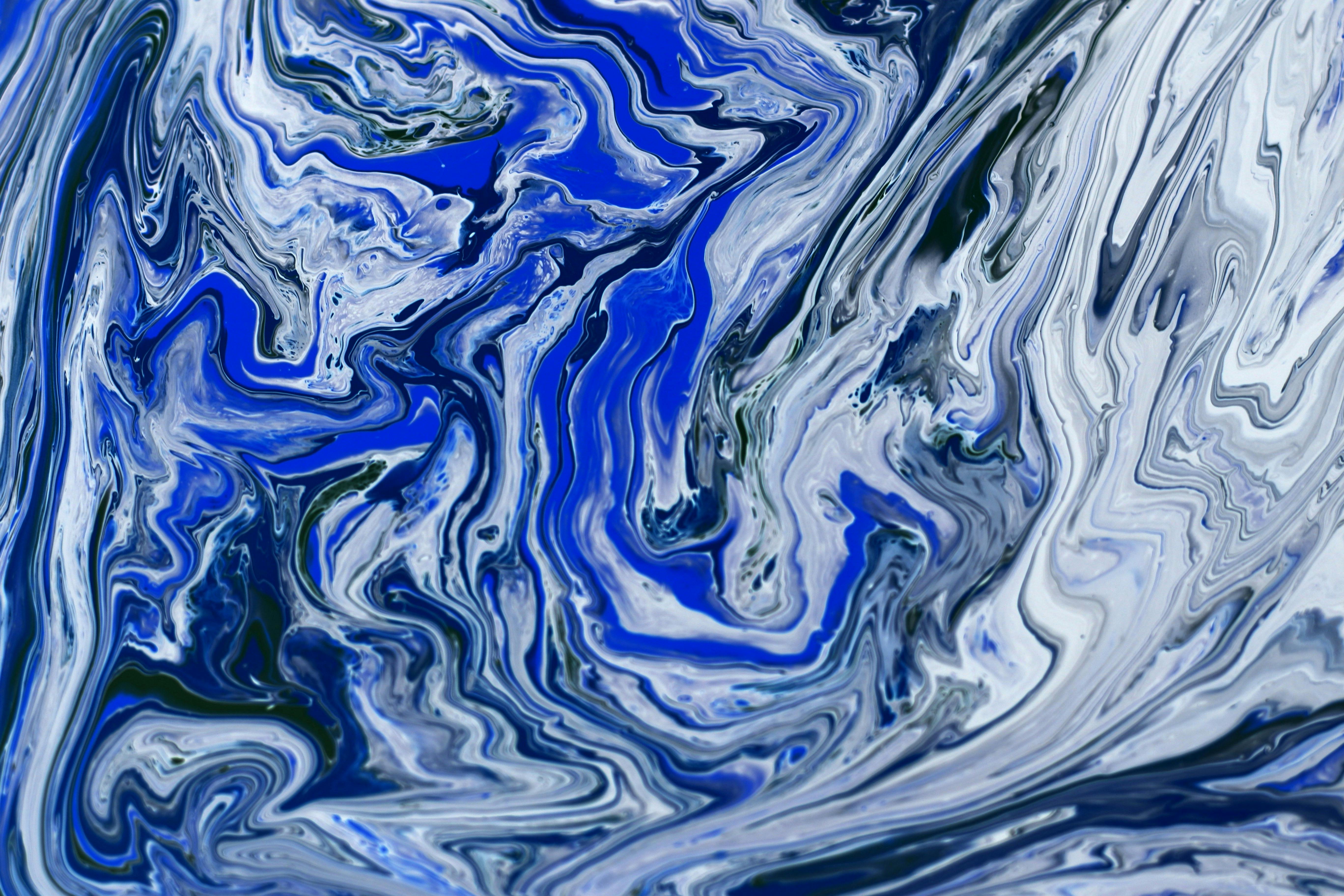 Abstract Blue and White Swirled Paint Patterns · Free Stock Photo