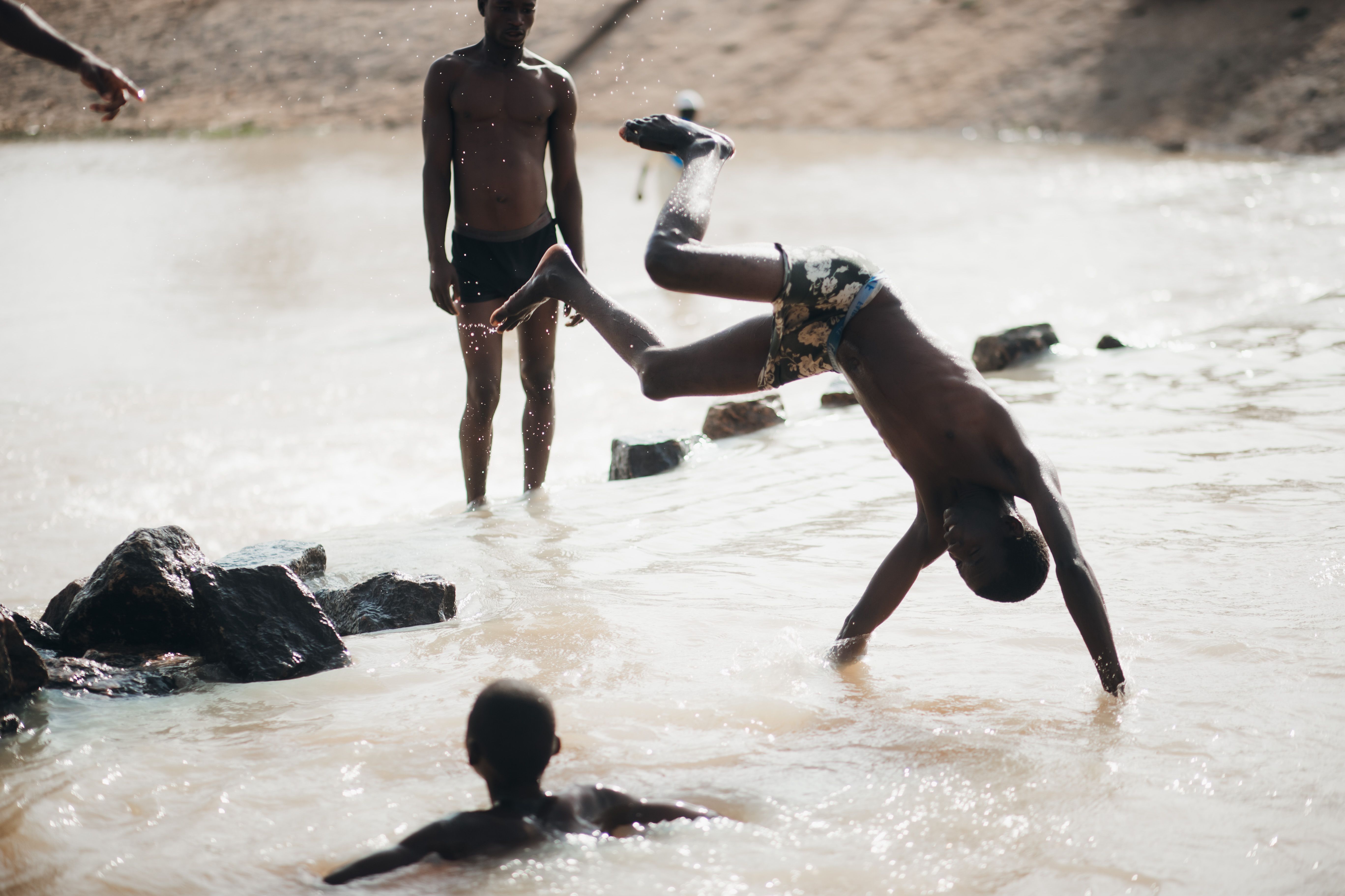 Children Playing in River Outdoors · Free Stock Photo