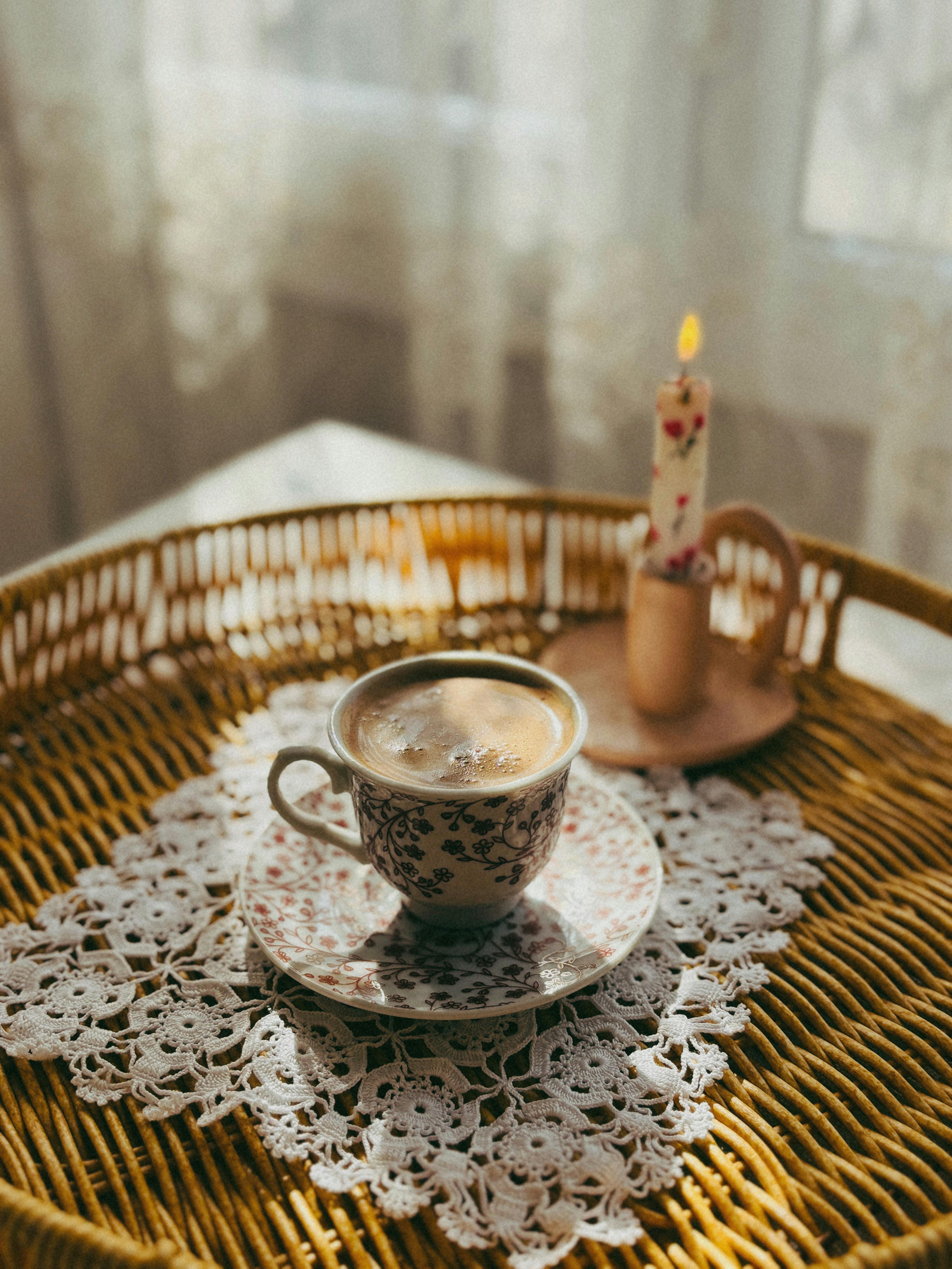 Cozy Morning Coffee with Candlelight · Free Stock Photo