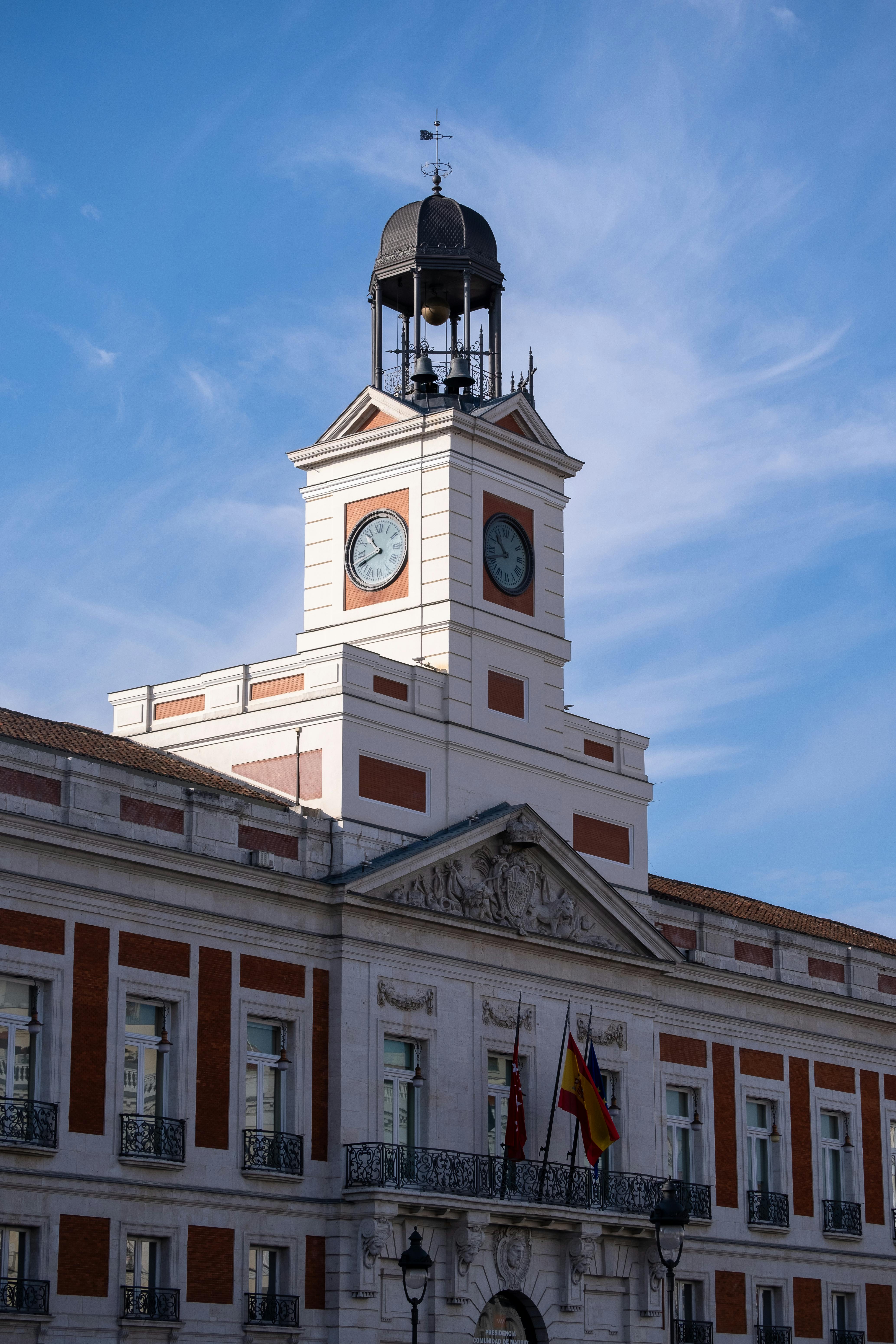 Puerta del Sol Clock Tower in Madrid, Spain · Free Stock Photo