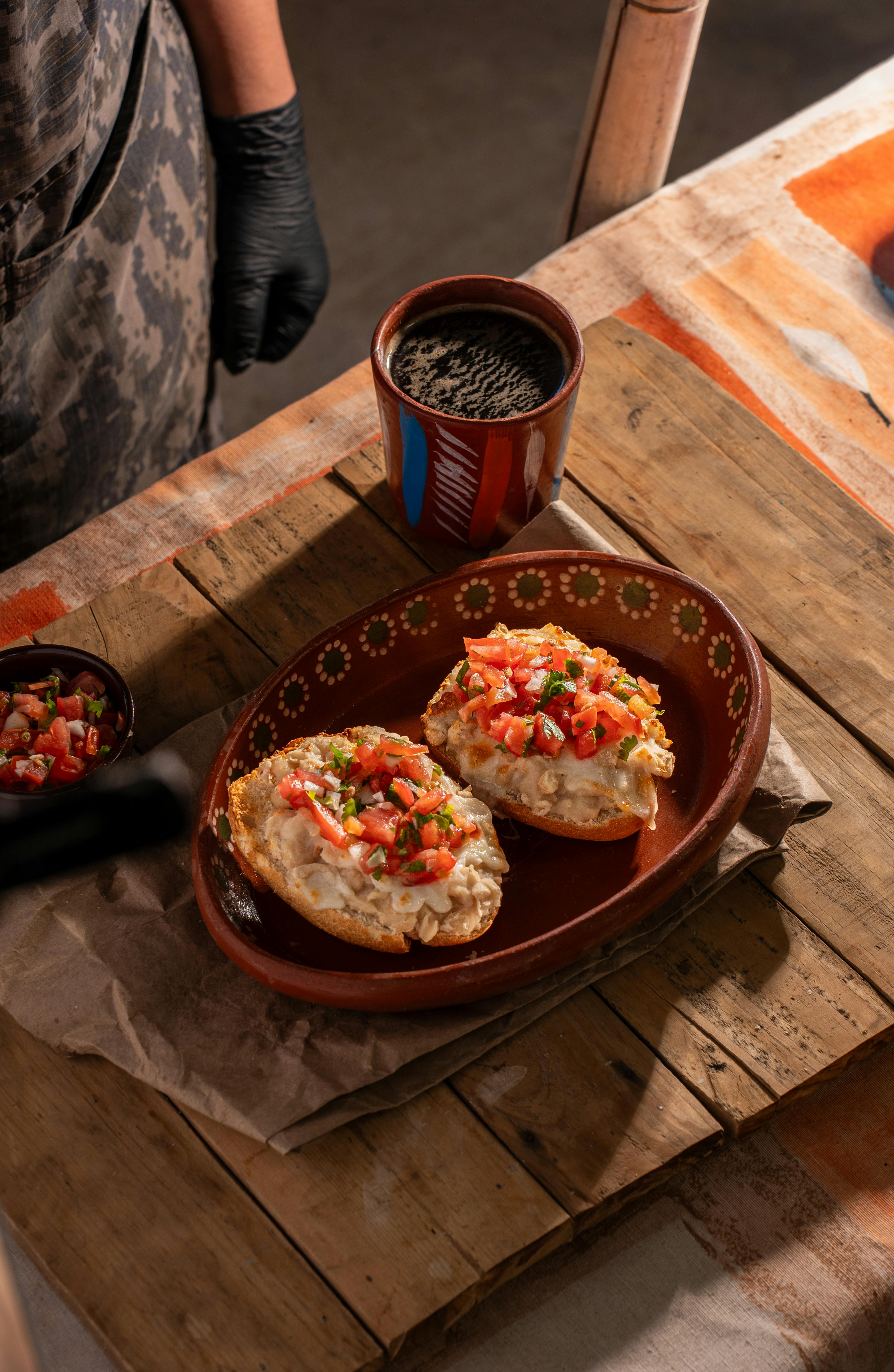 Rustic Mexican Breakfast with Molletes and Coffee · Free Stock Photo