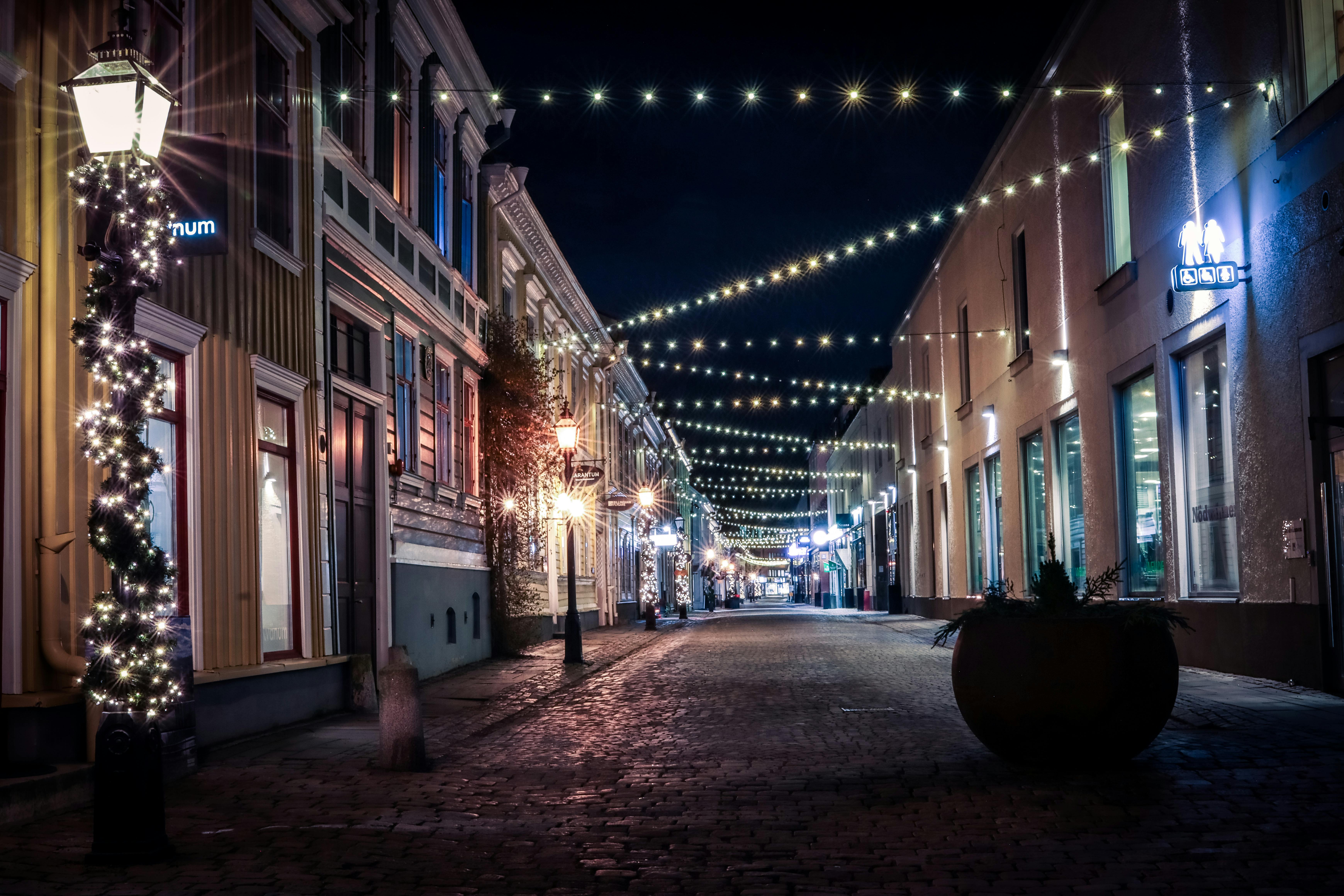 Charming Night Street in Jönköping, Sweden · Free Stock Photo