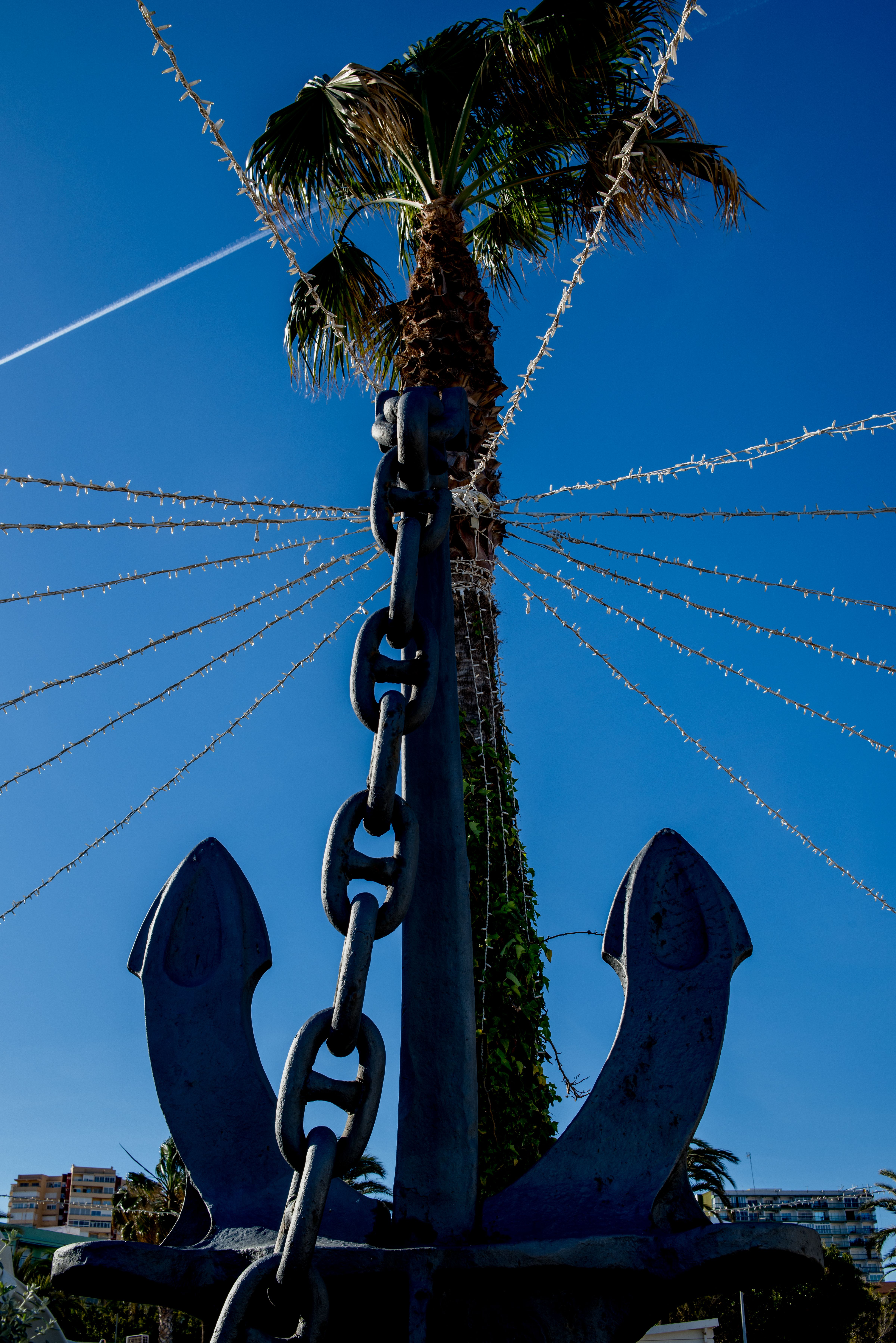 Outdoor Anchor Statue with Palm Tree Background · Free Stock Photo
