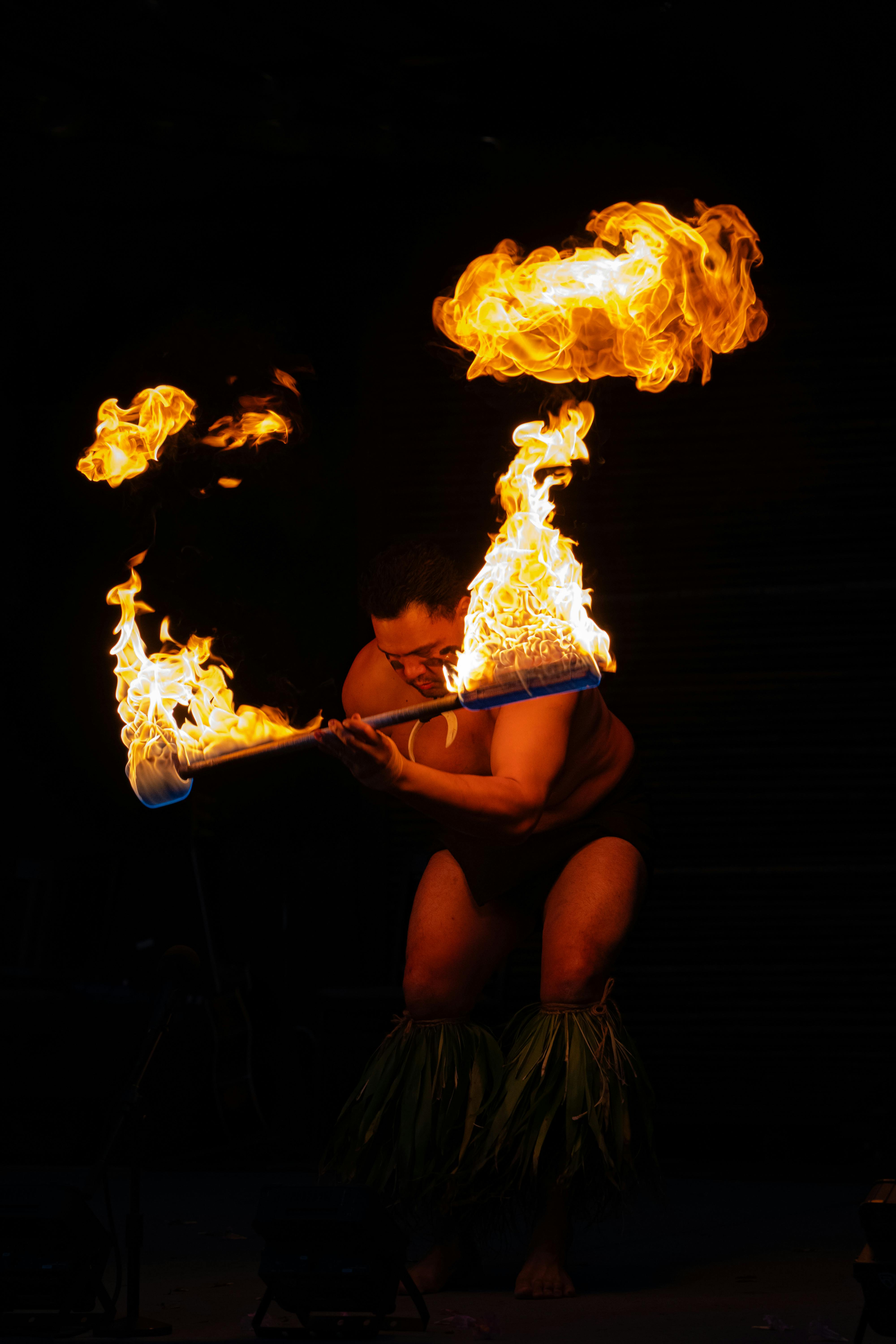 Dynamic Fire Dancer Performance in Hawaii · Free Stock Photo