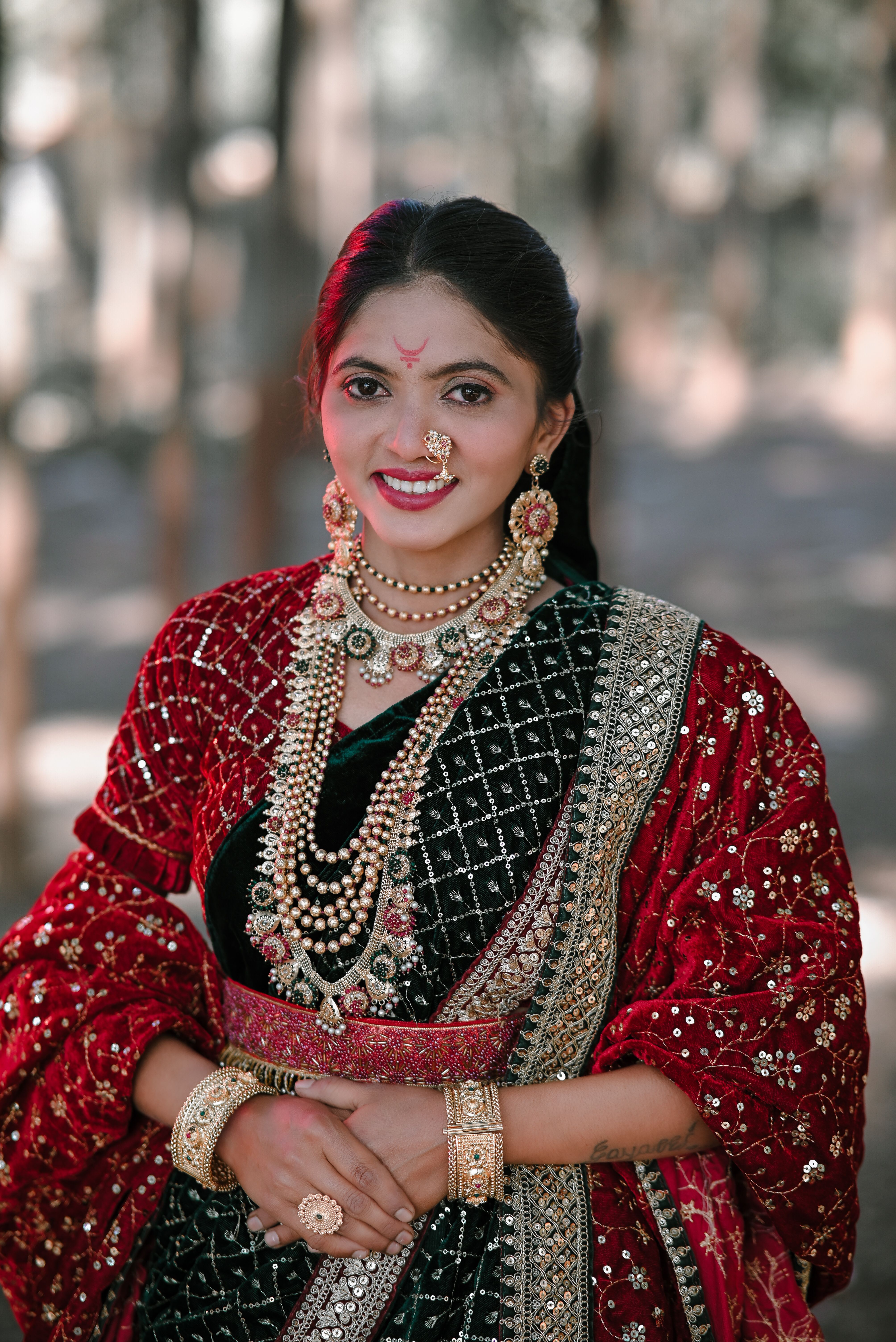 Traditional Indian Bridal Portrait in Nature · Free Stock Photo