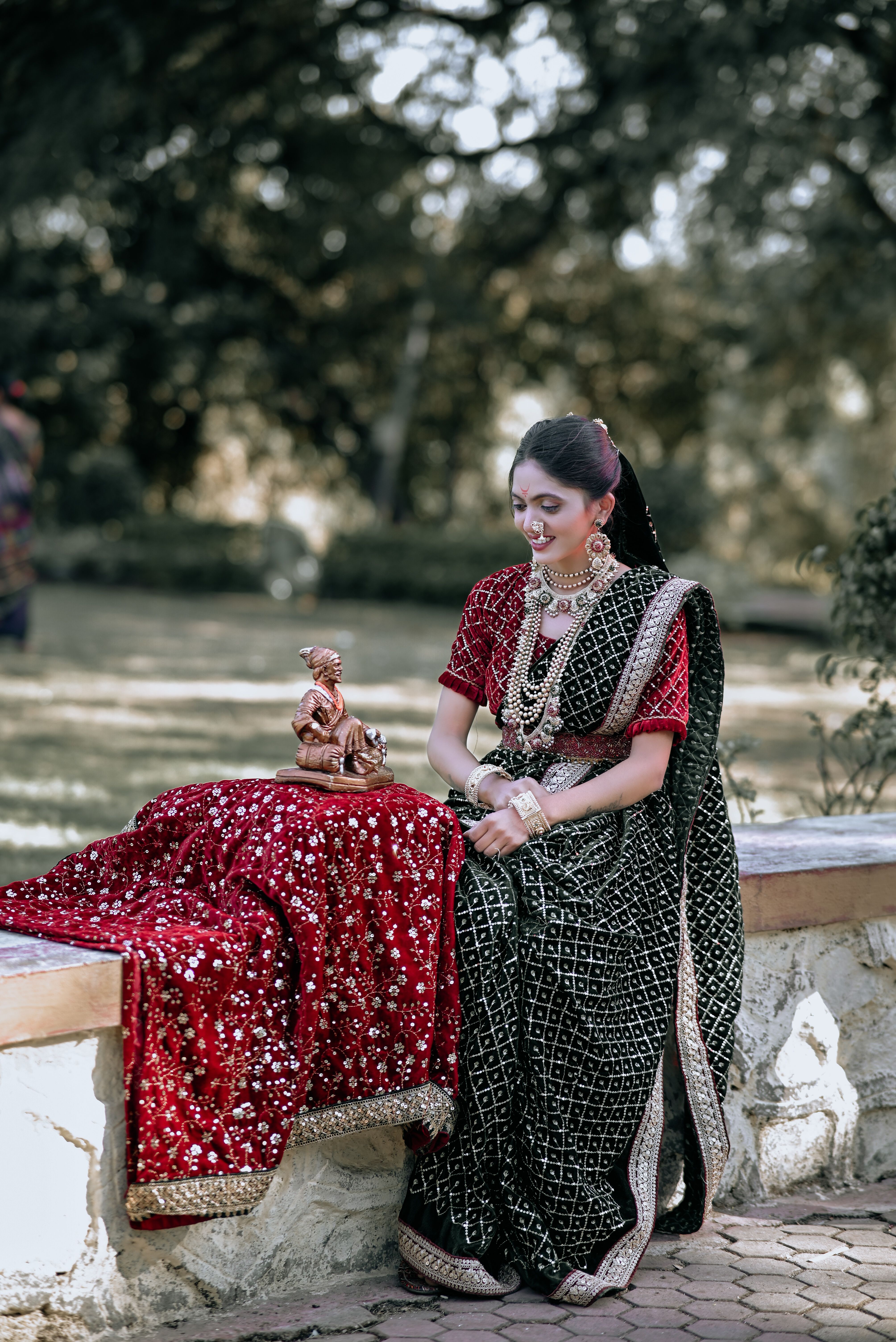 Elegant Bride in Traditional Indian Attire Outdoors · Free Stock Photo