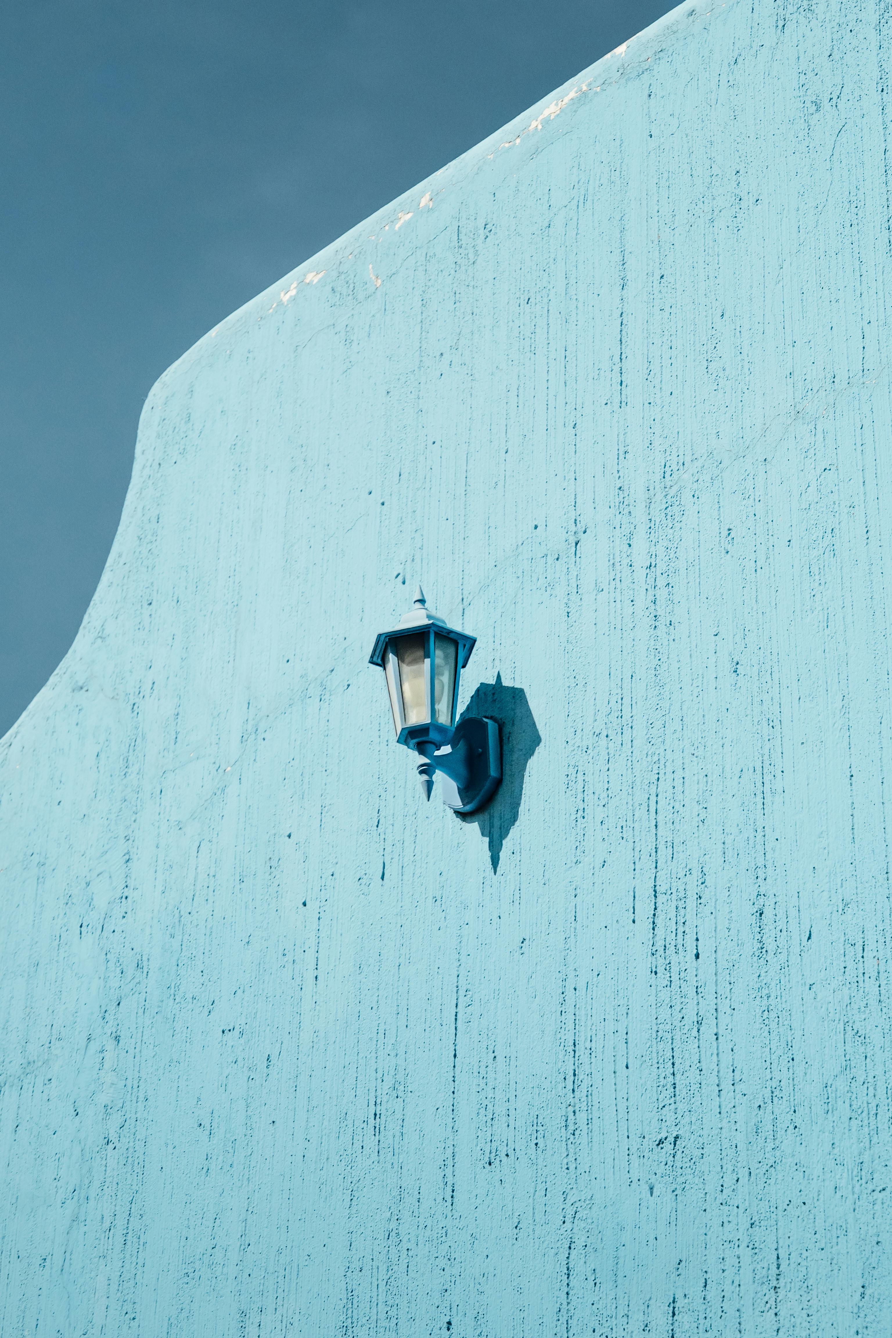 Azure Wall with Lantern in Oaxaca · Free Stock Photo