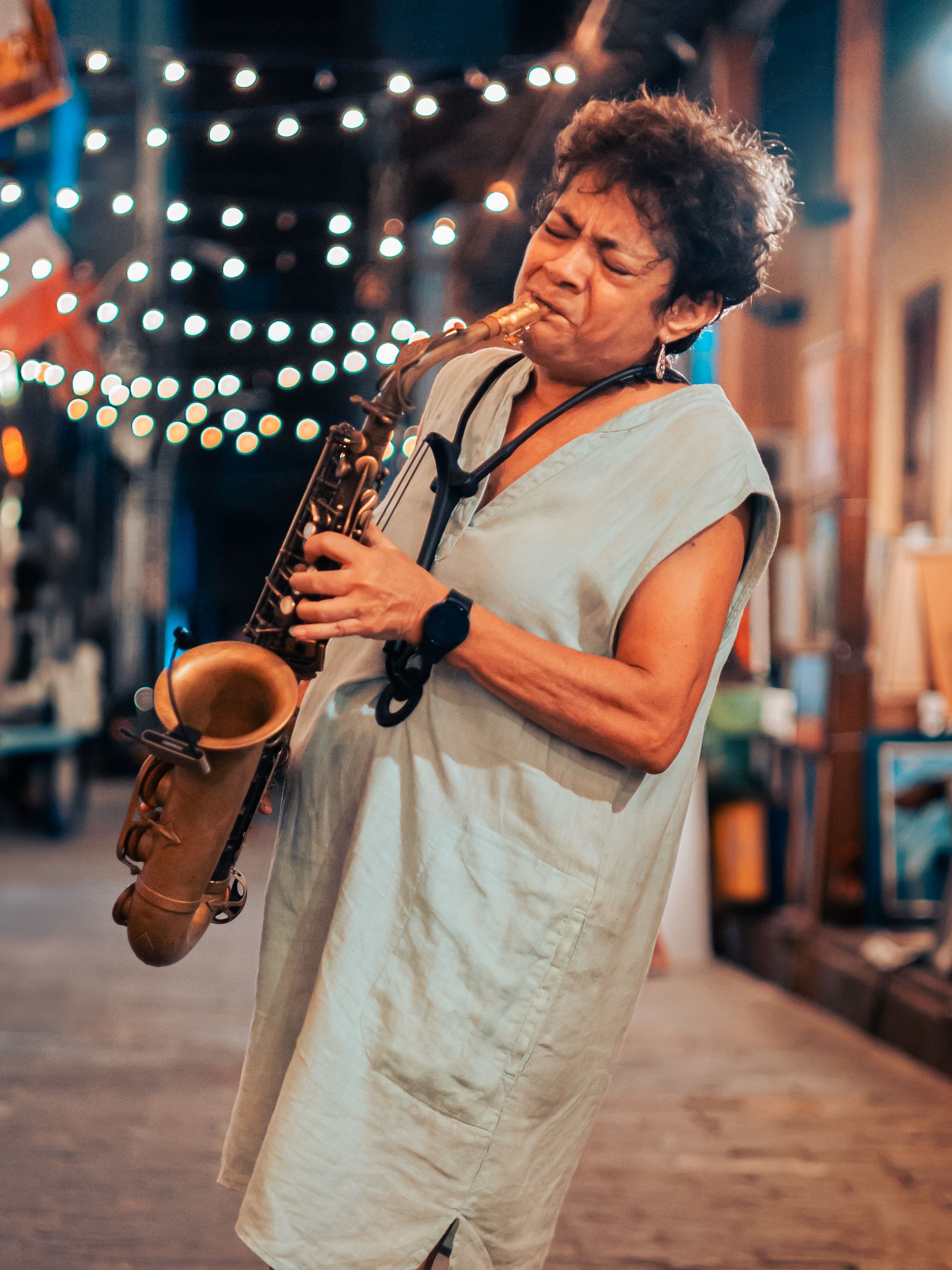Street Musician Playing Saxophone at Night · Free Stock Photo