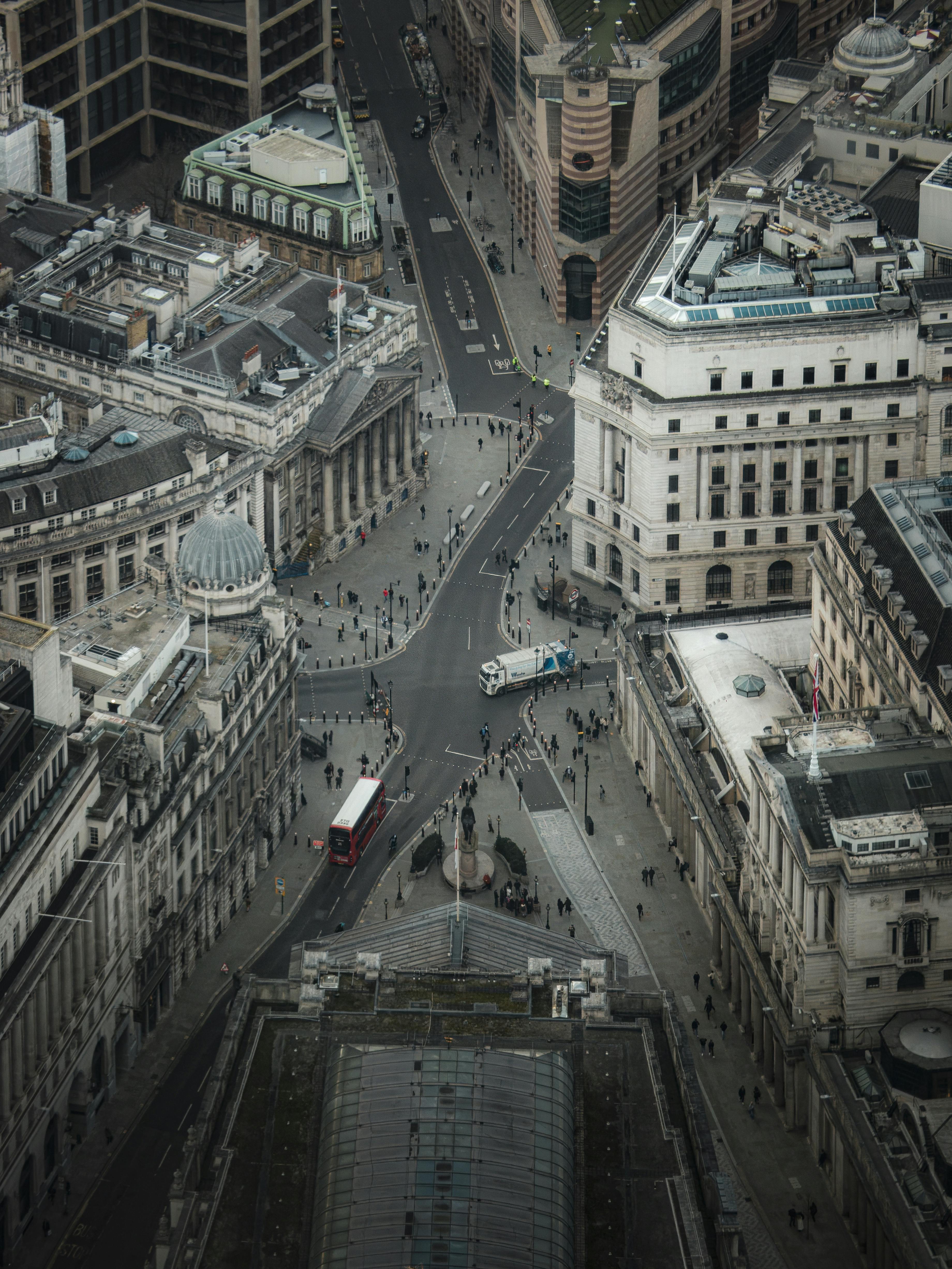 Aerial View of London Intersection at Bank · Free Stock Photo