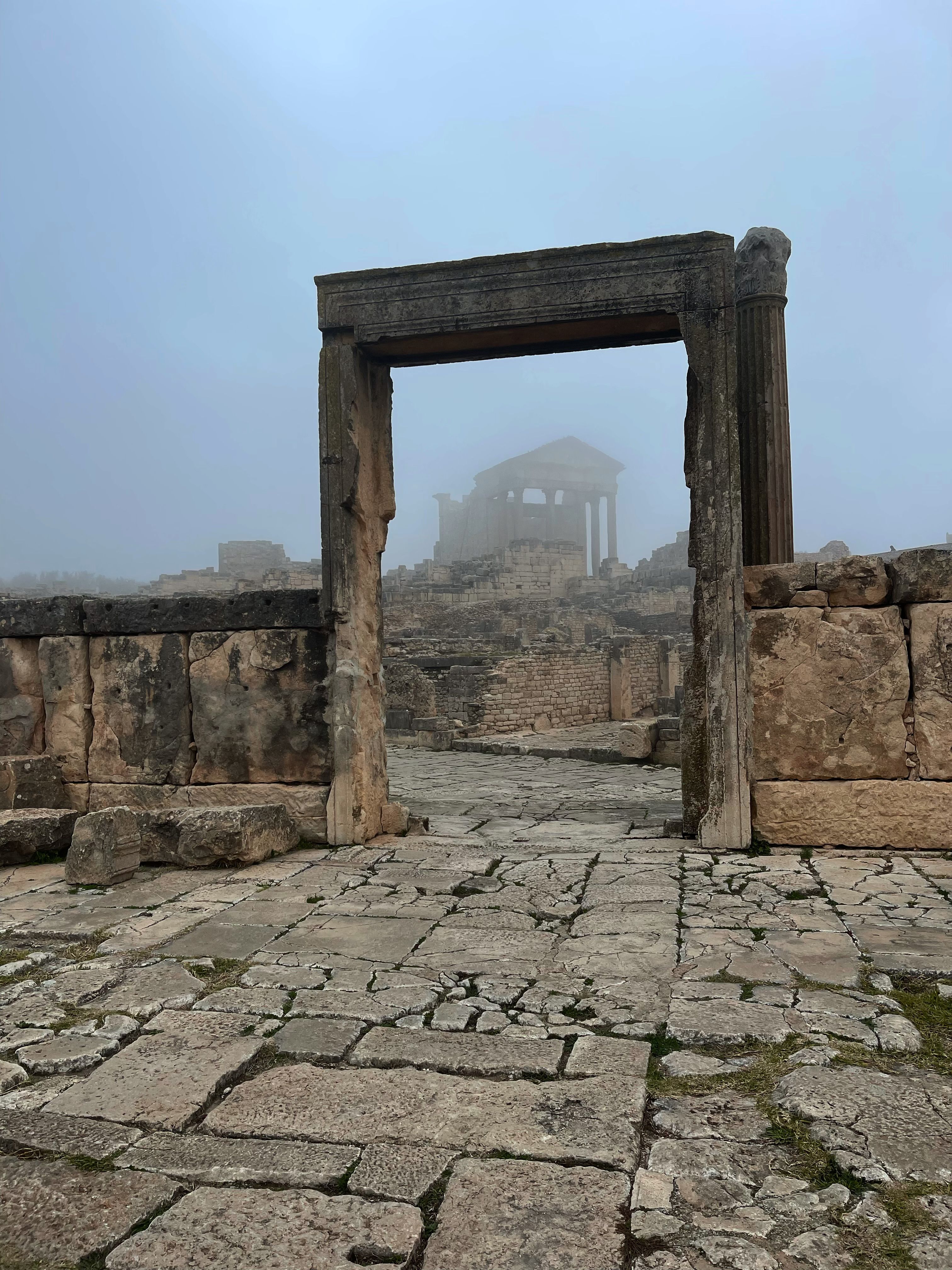 Ancient Roman Ruins in Misty Landscape · Free Stock Photo