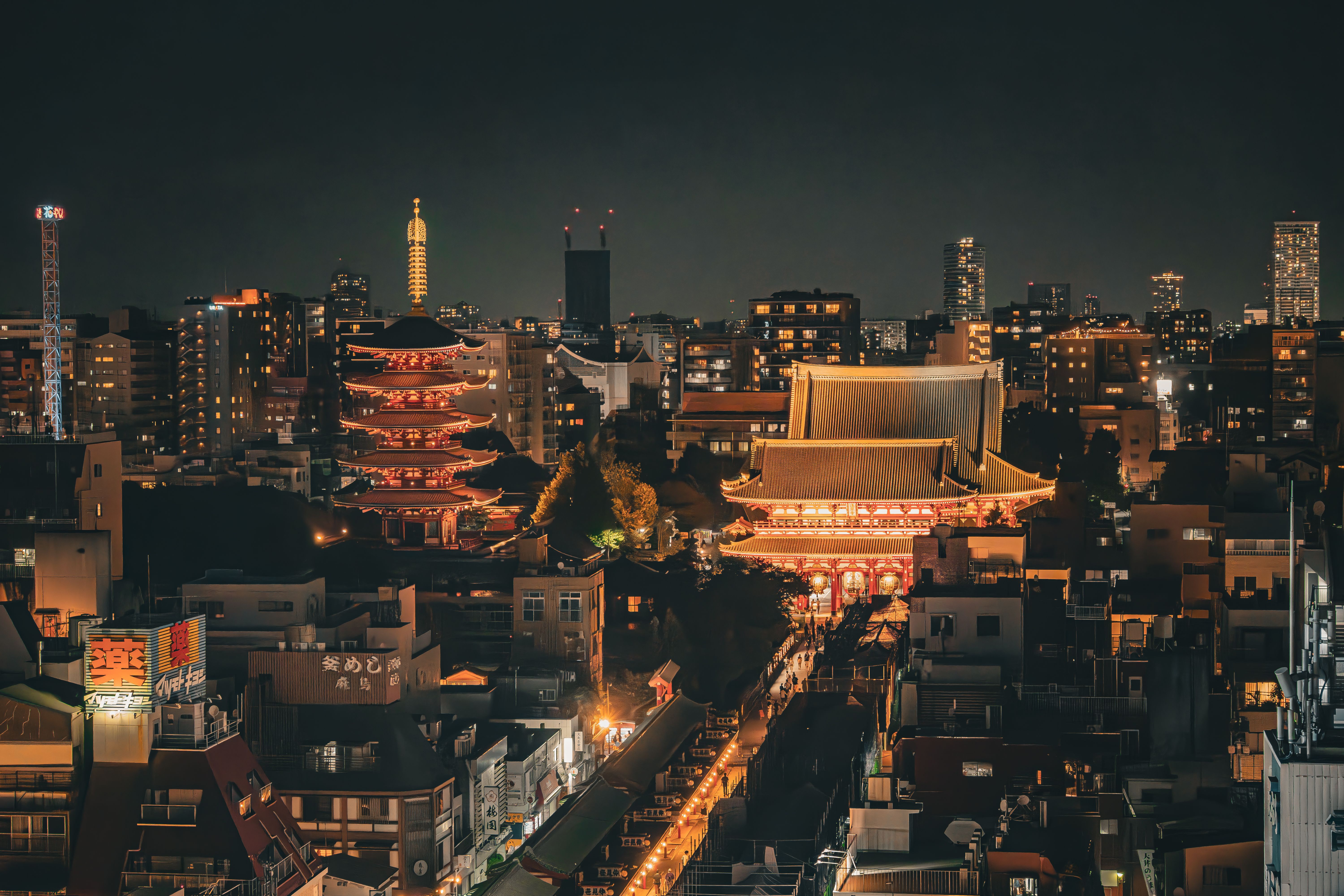 Night View of Senso-ji Temple in Taito City, Tokyo · Free Stock Photo