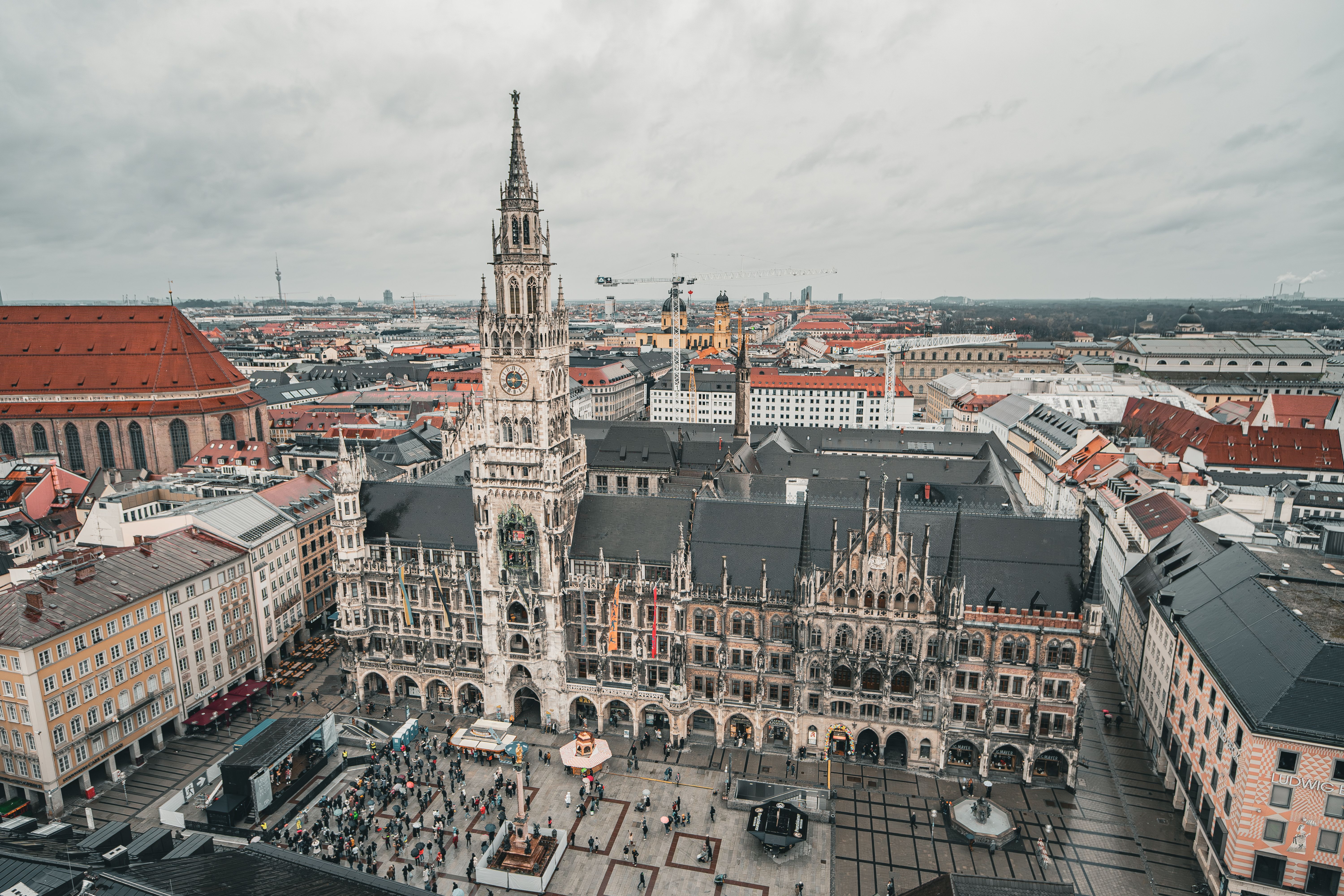 Aerial View of Marienplatz and New Town Hall in Munich · Free Stock Photo