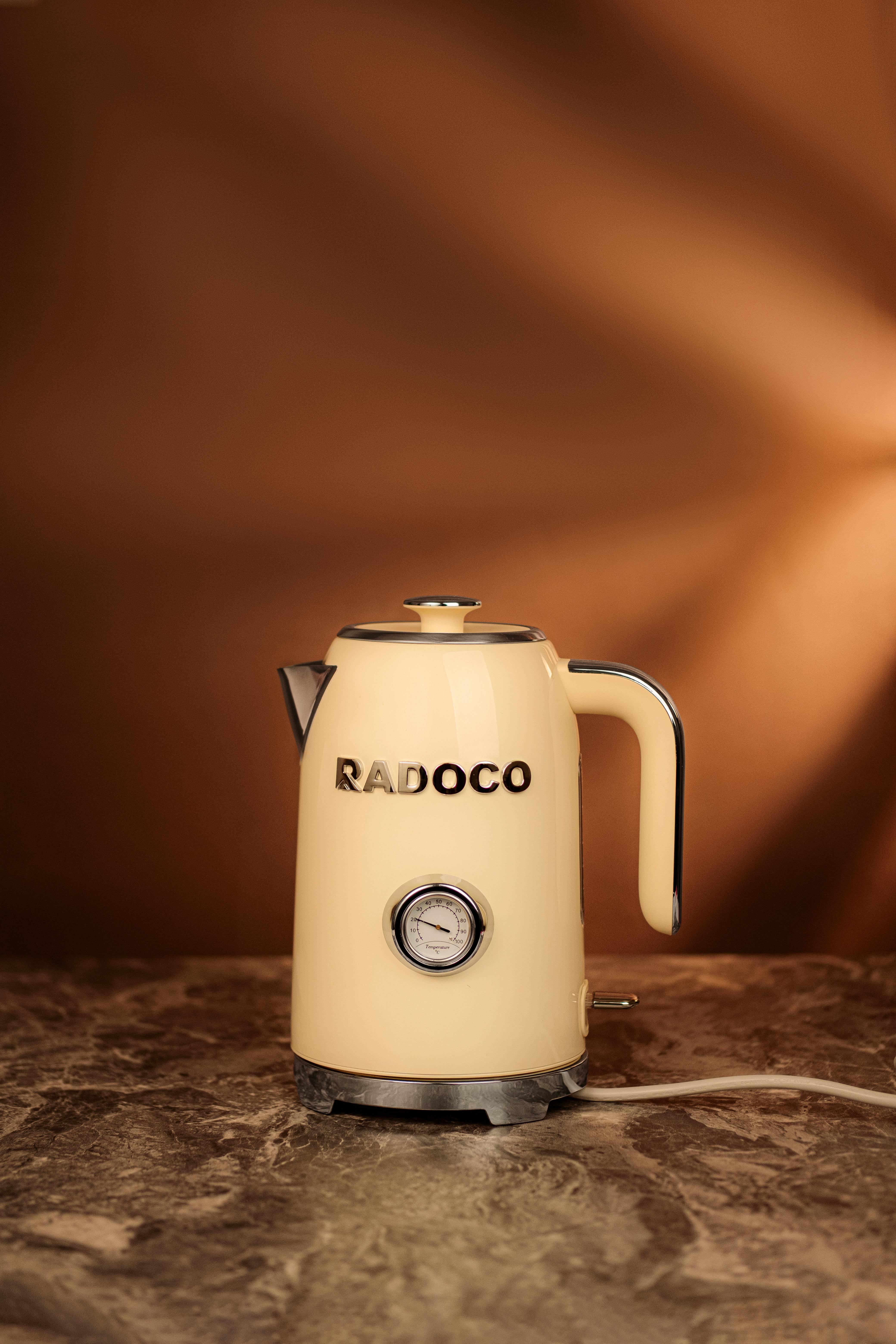 Retro Cream Electric Kettle on Marble Surface · Free Stock Photo