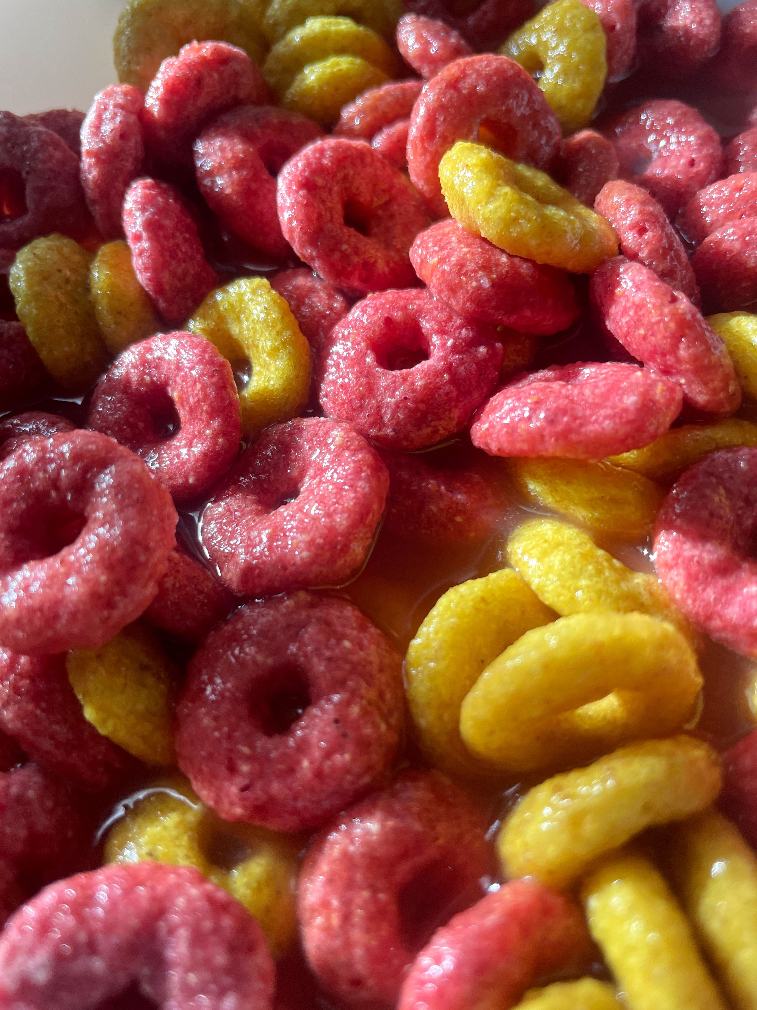 Colorful Breakfast Cereal in Milk Closeup · Free Stock Photo