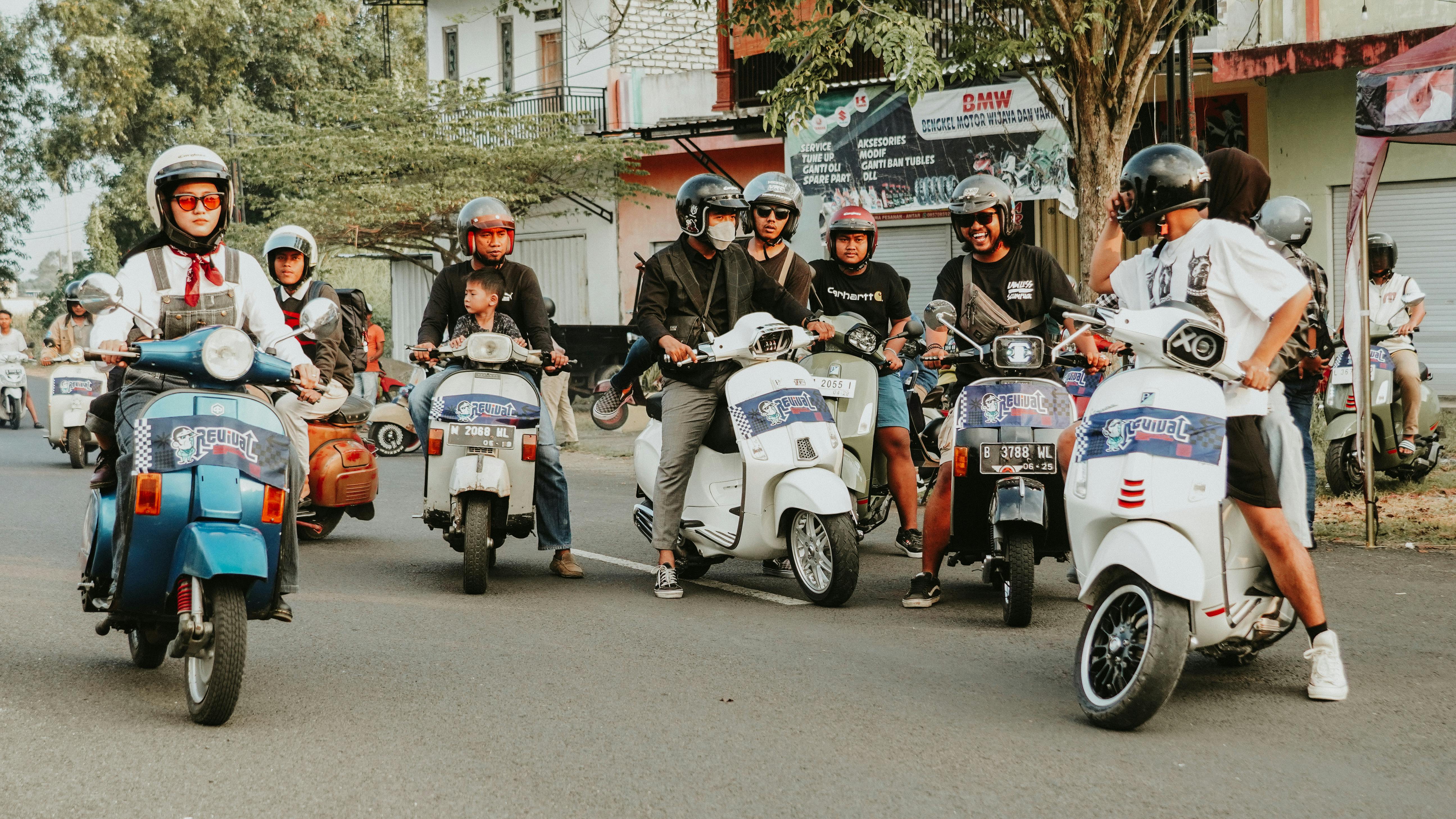Group of Friends Riding Scooters in East Java · Free Stock Photo