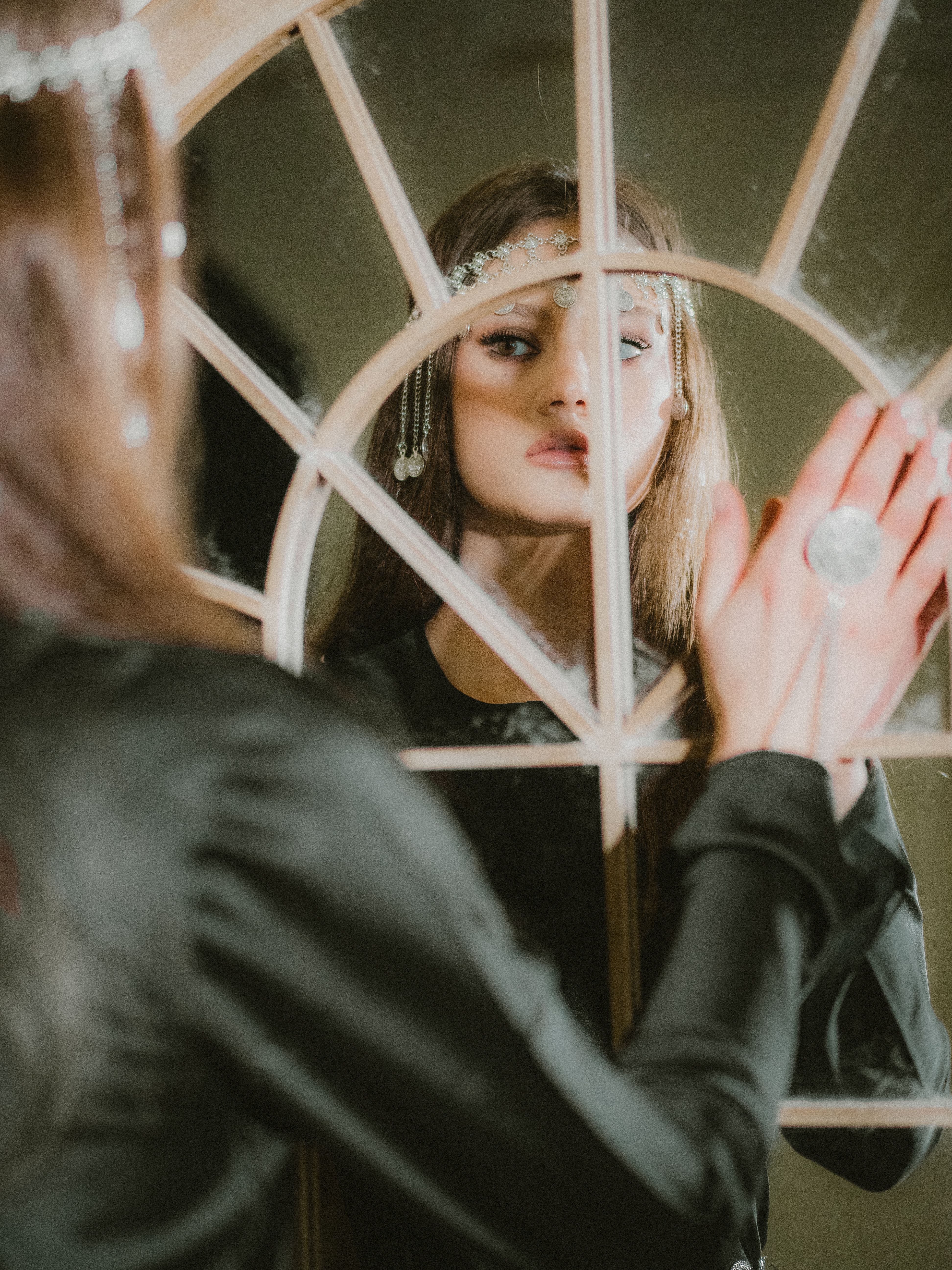 Woman in Reflection with Vintage Mirror · Free Stock Photo